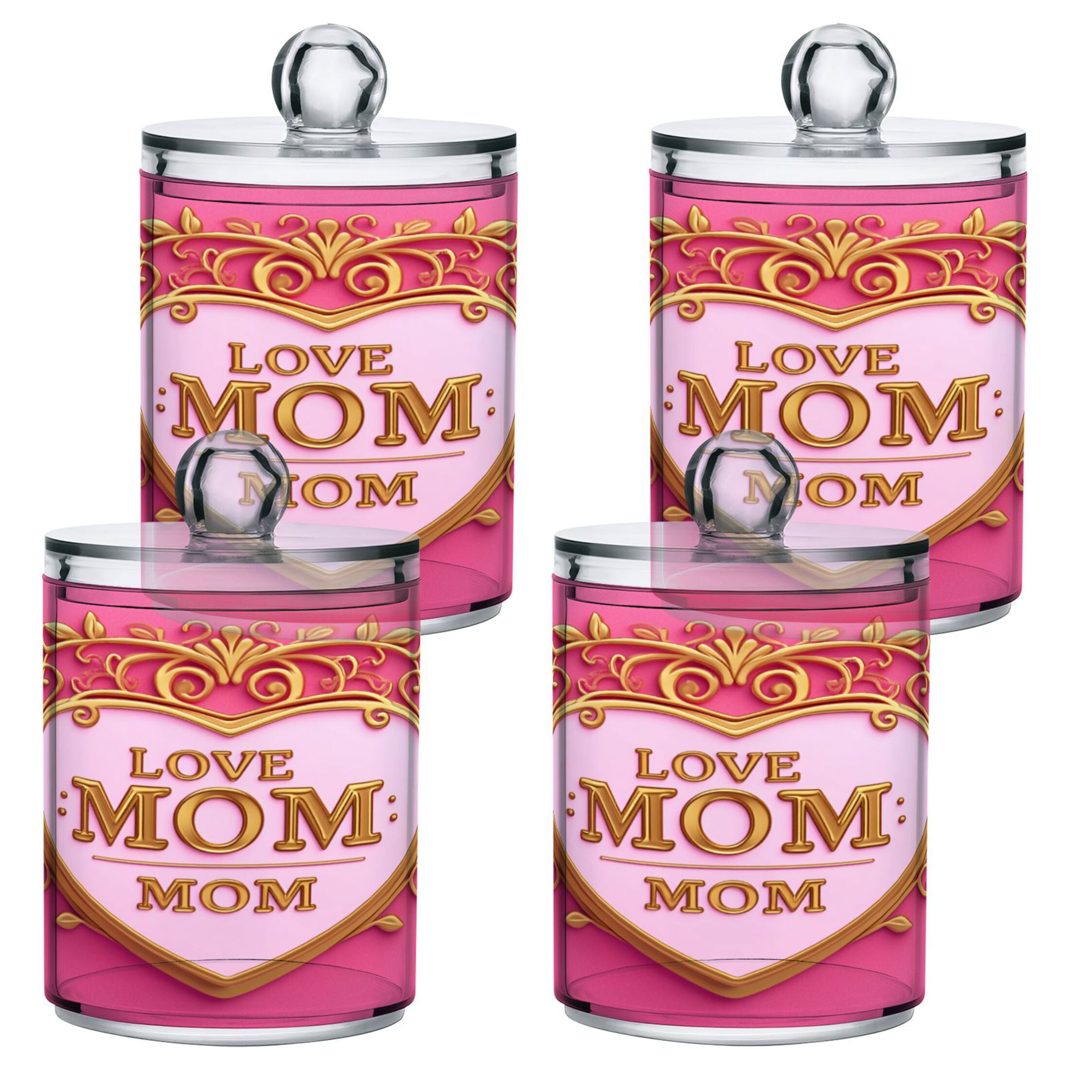 Elegant Heart Mothers Day Translucent Plastic Cans Storage Canisters ...