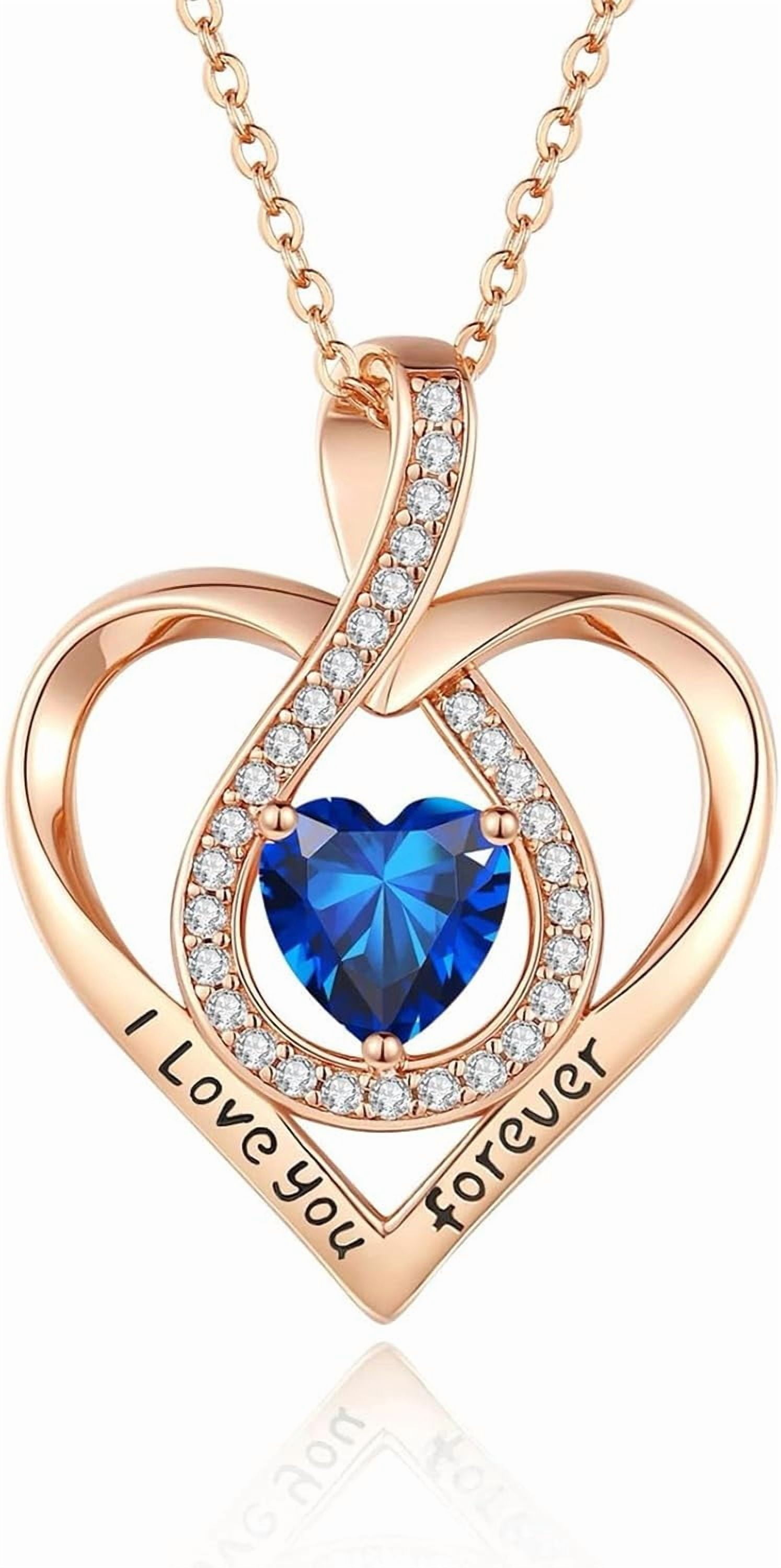 Elegant Heart Necklace Colorful Birth Stone Pendant Collarbone Chain ...