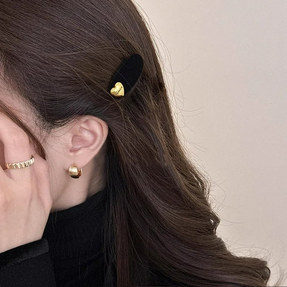 Elegant Heart Shaped Hairpin Flocked Gold Duckbill Clip for Bangs Updos ...