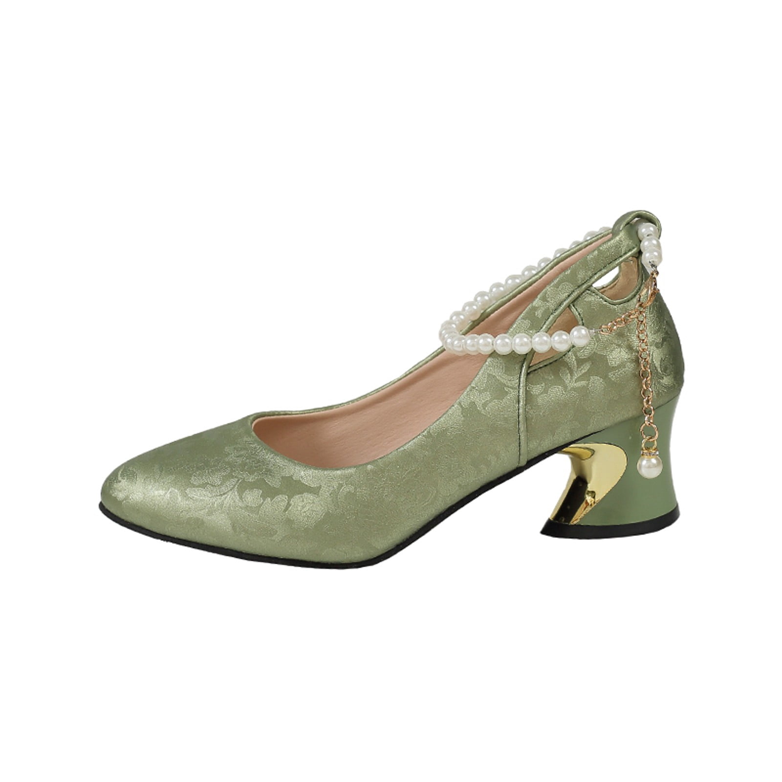 Elegant Heel Mary Jane Beaded Lace-Up Shoes for Weddings and Parties ...
