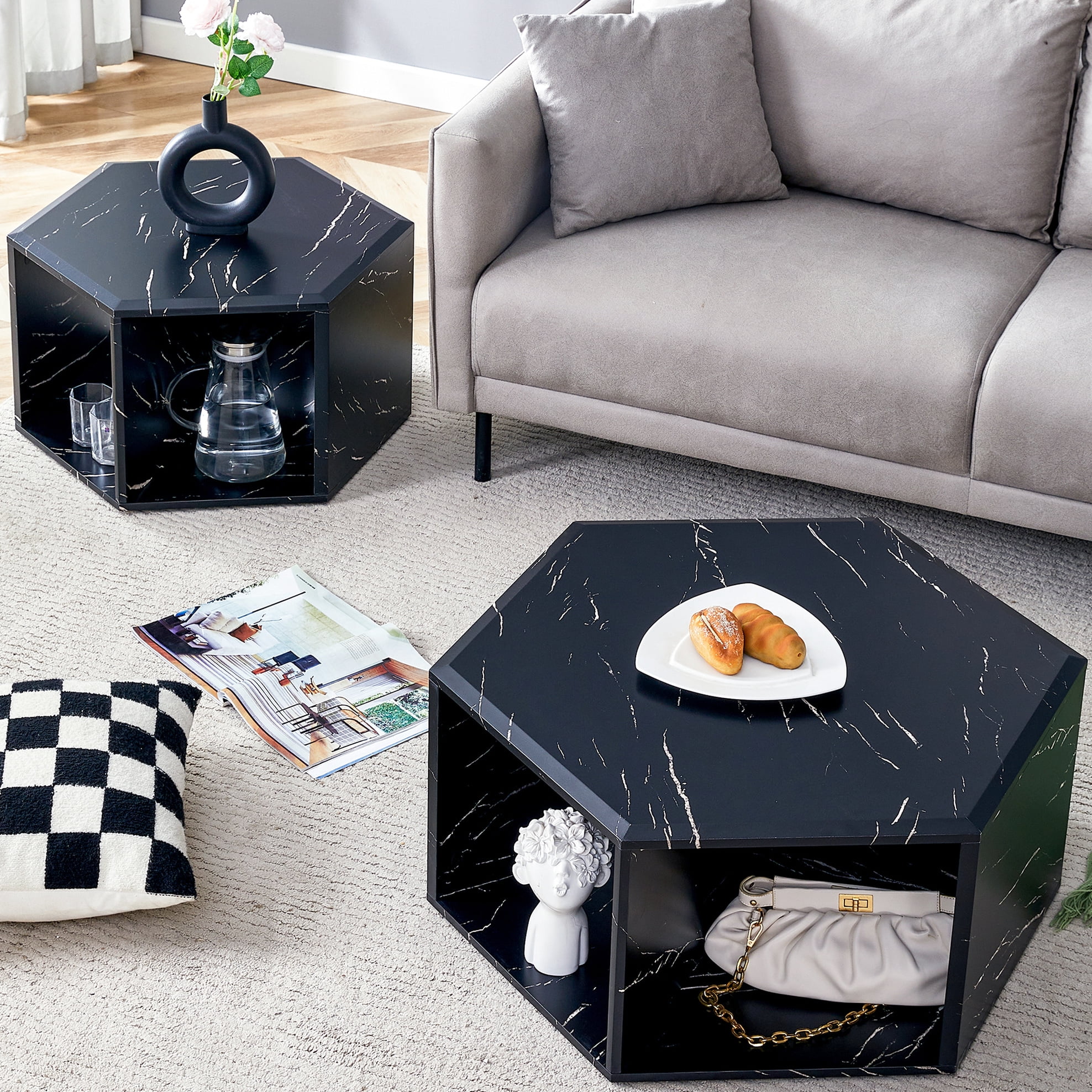 Elegant Hexagonal Coffee Table - Material, Stable Structure, Artistic ...
