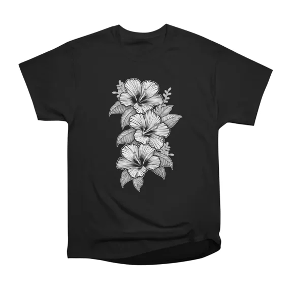 Elegant Hibiscus Trio Floral T-Shirt Tee Gift For Him Merch For Her ...