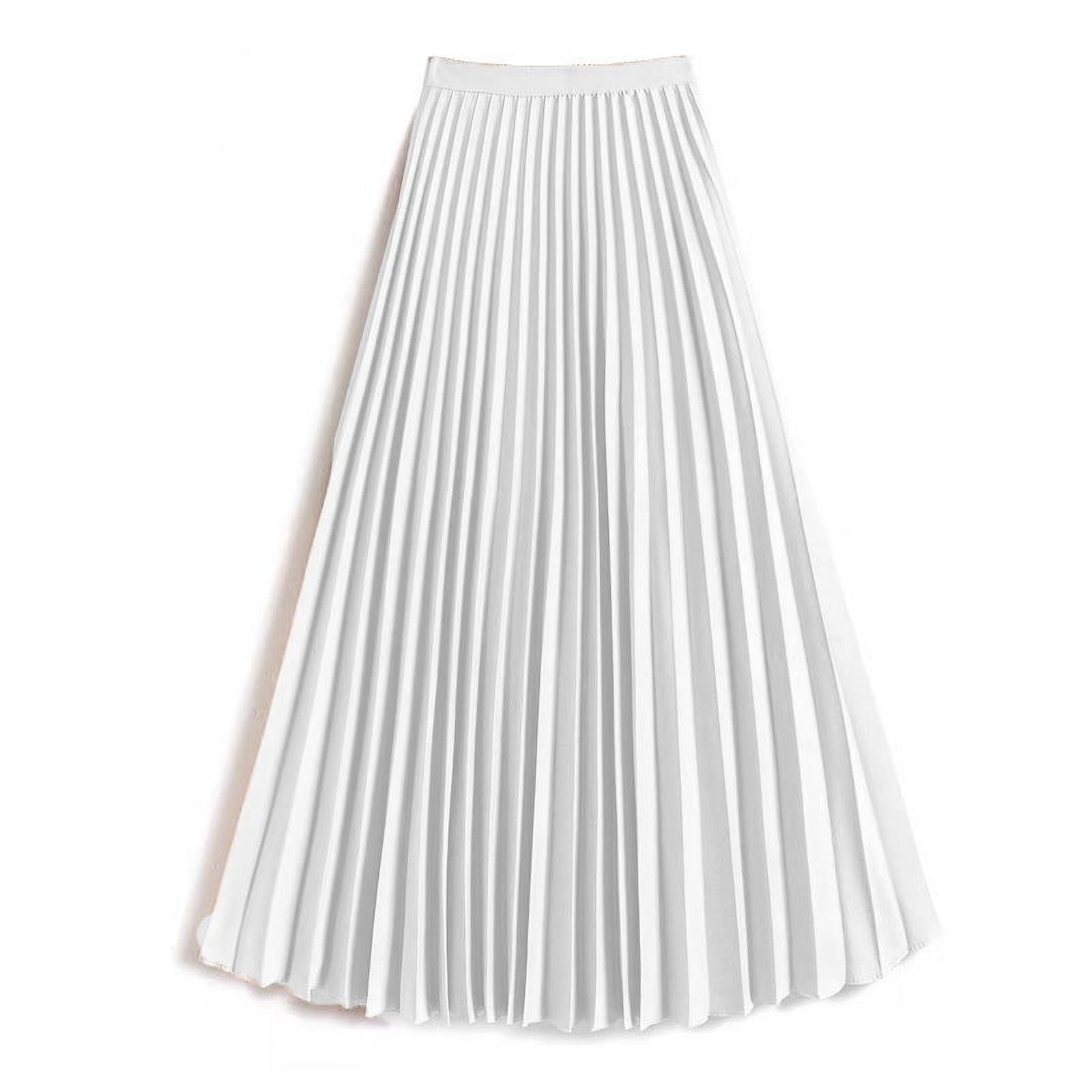 Elegant High-Waisted Satin Pleated Midi Skirt – Versatile Princess ...