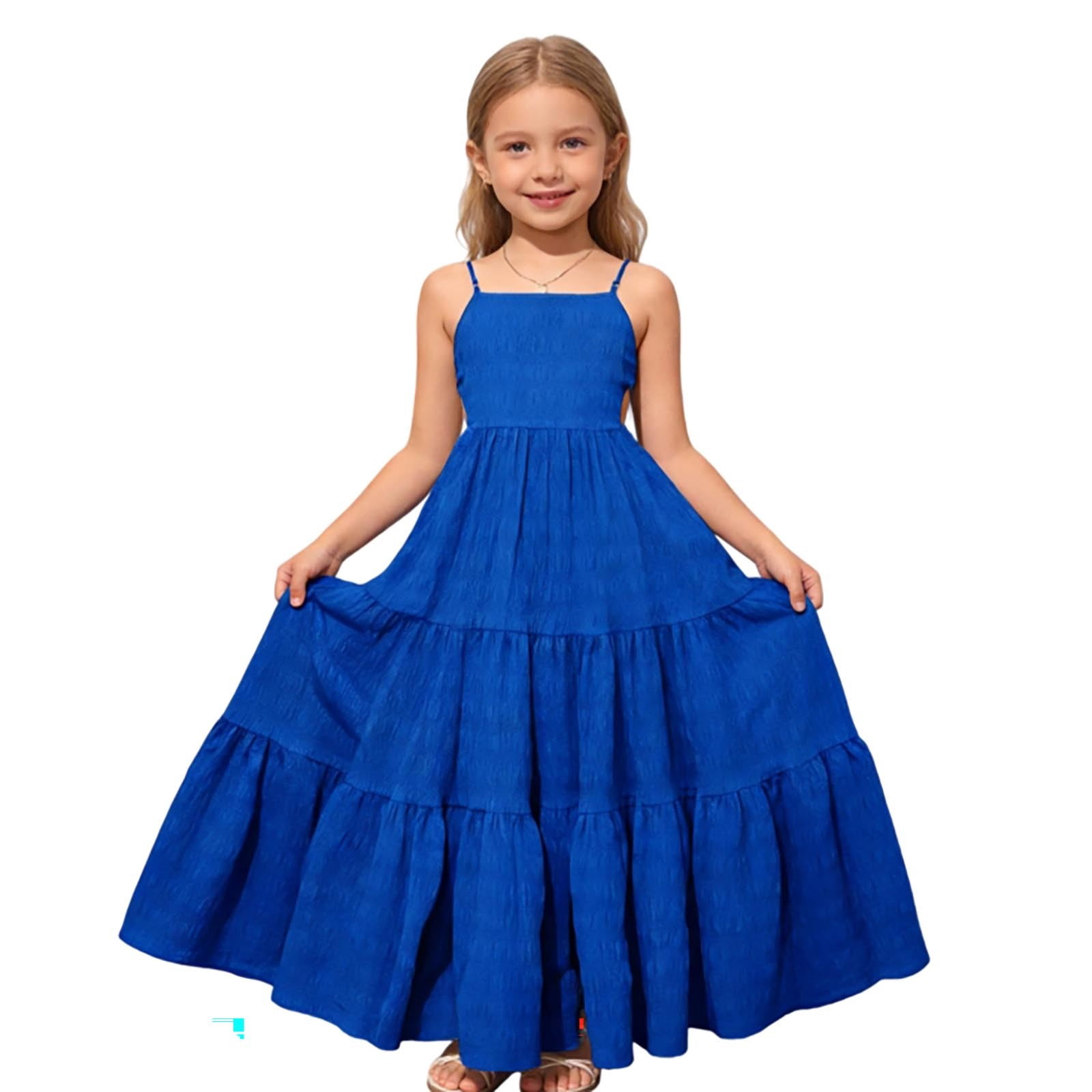 Elegant Holiday Casual Dress for Girls, Short Sleeve Crew Neck Puff ...