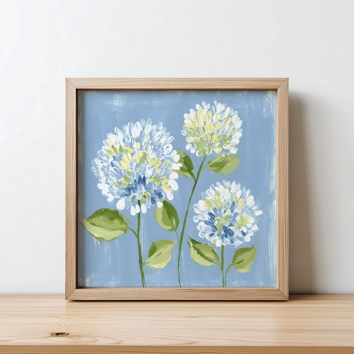 Elegant Hydrangea Blue Green Floral Wall Art Modern Print, Unframed ...