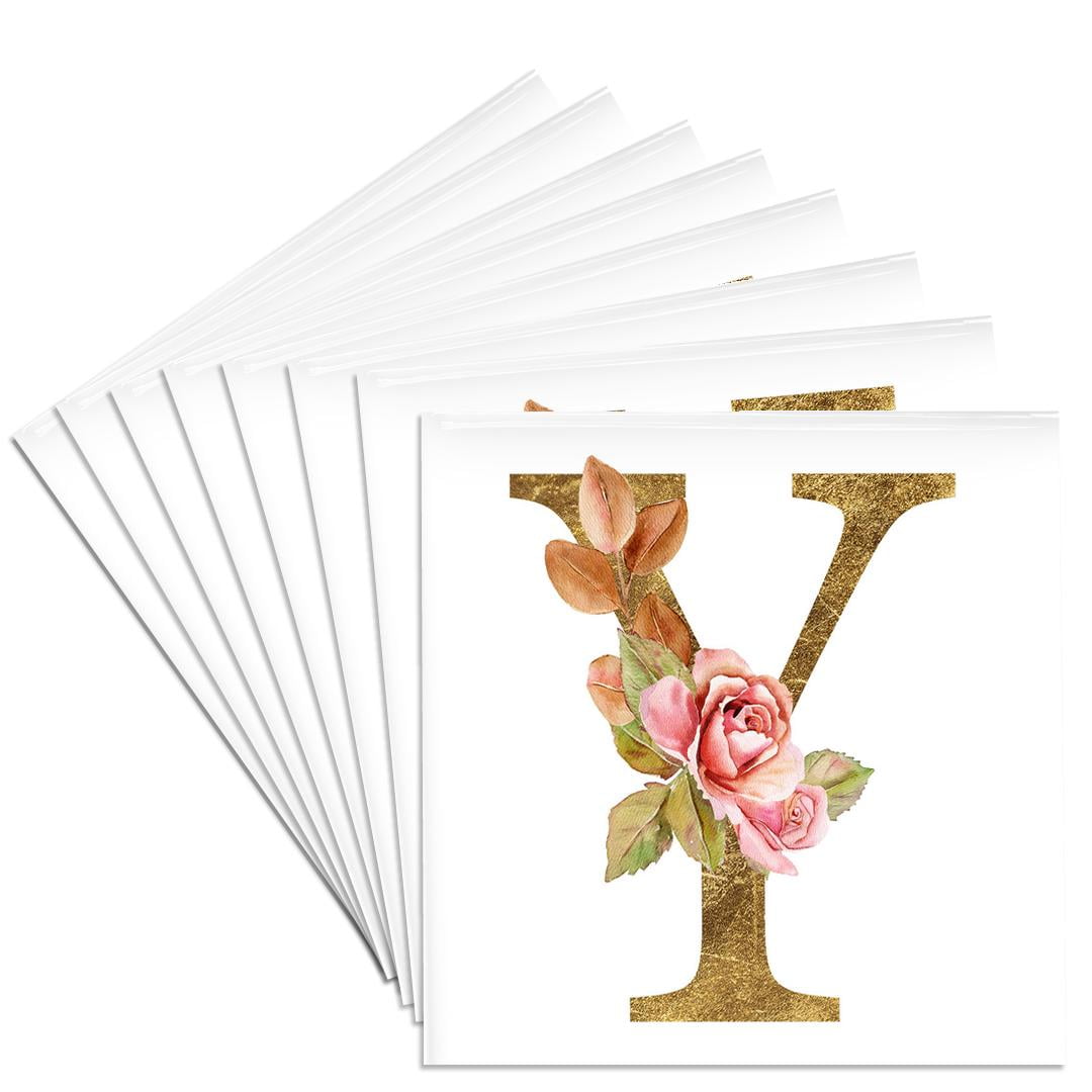 3drose, Elegant Image and Gold Boho Flower Monogram Initial Y, Set of 8 ...