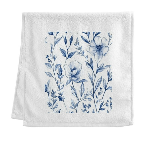 Elegant Ink Painting Flowers Leaves Pure Cotton Towels Bath Towel Quick ...