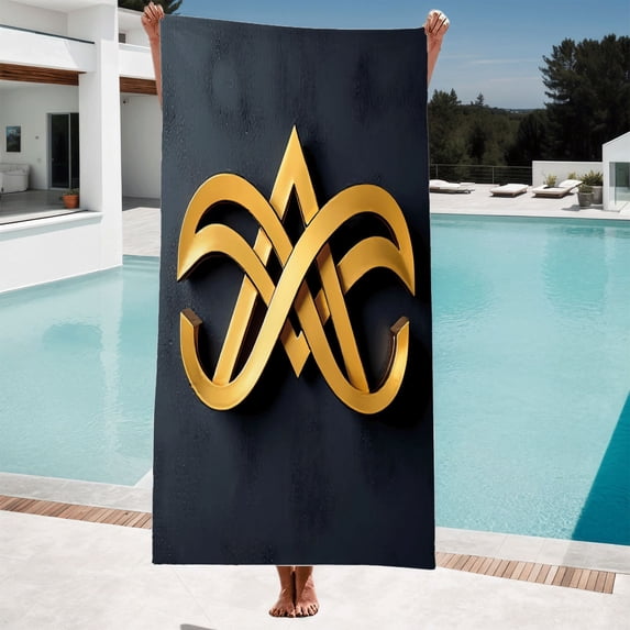 Elegant Intertwined Golden Curves Design - Luxurious Beach Pool ...