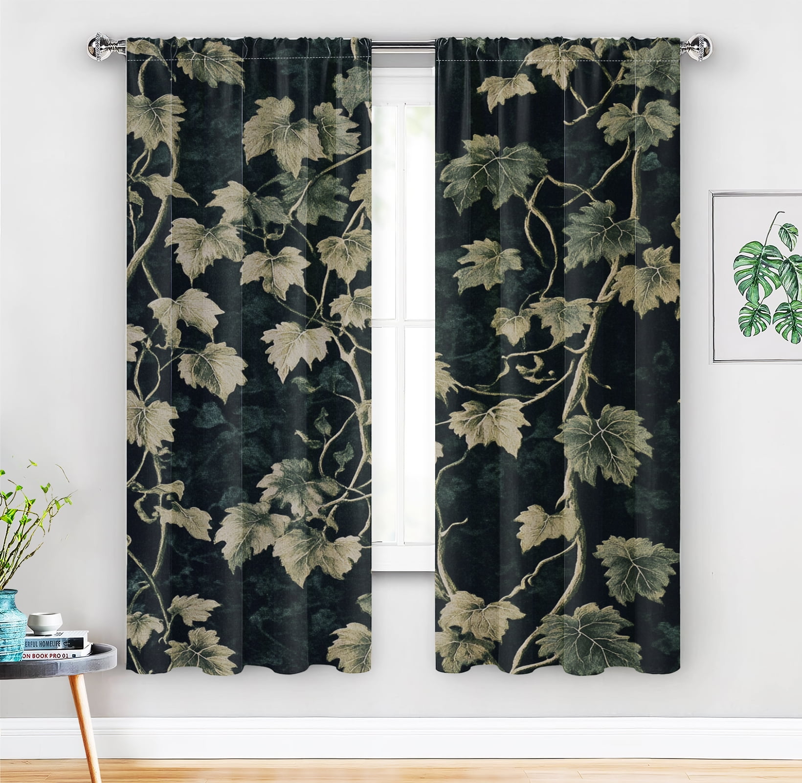 Elegant Ivy Vine Blackout Window Curtain, Vintage Greenery Floral ...