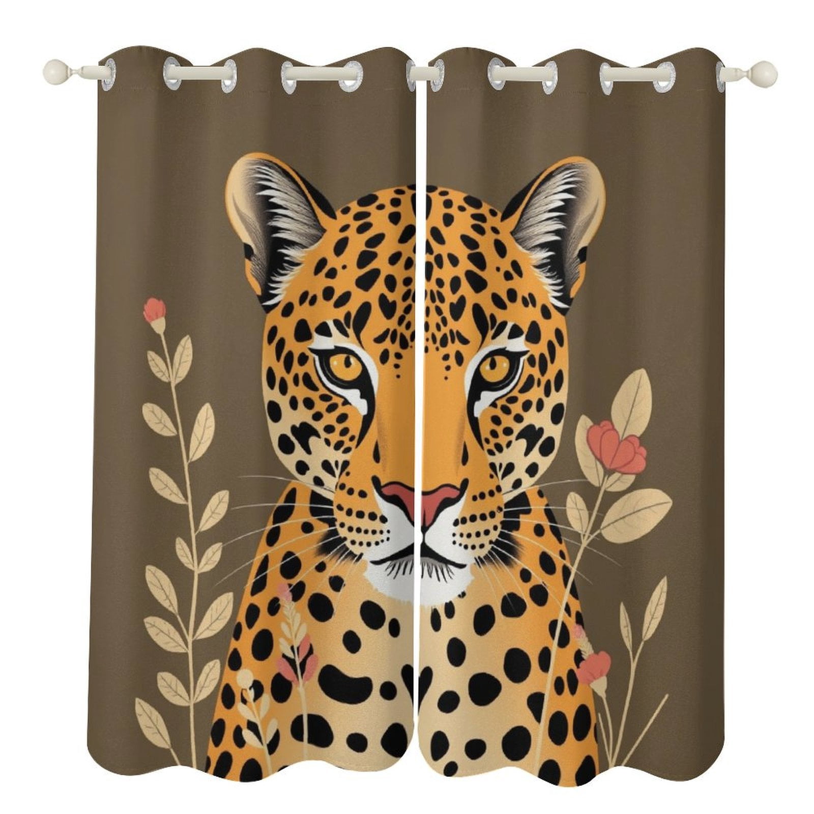 Elegant Jaguar Portrait Window Curtains Drapes Bedroom Living Room ...