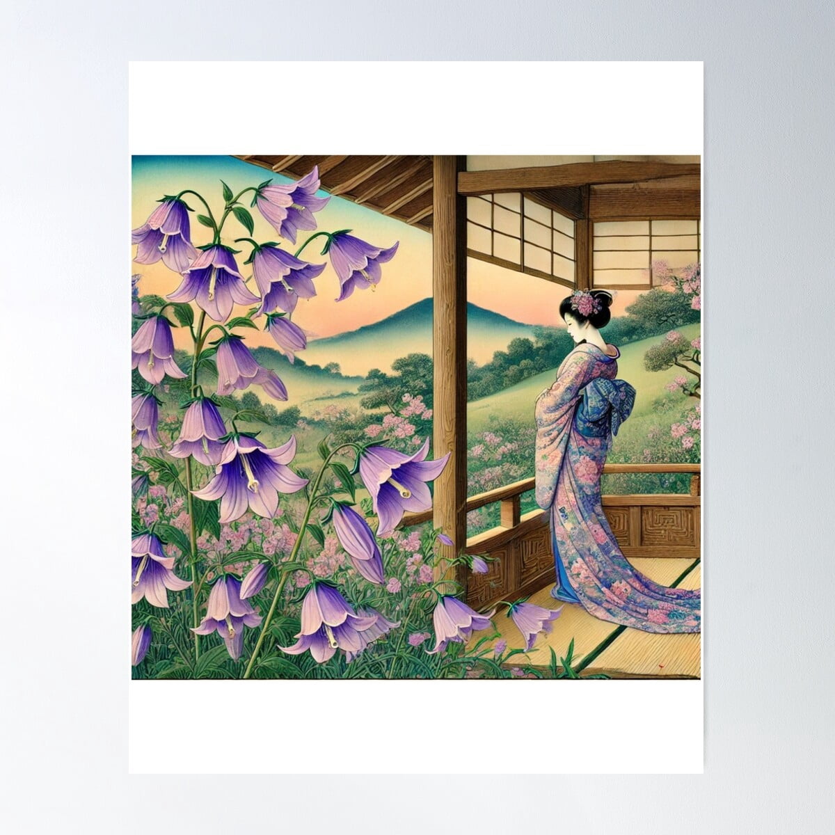 Elegant Japanese Bellflower Garden Poster Wall Art Modern Wall Decor ...