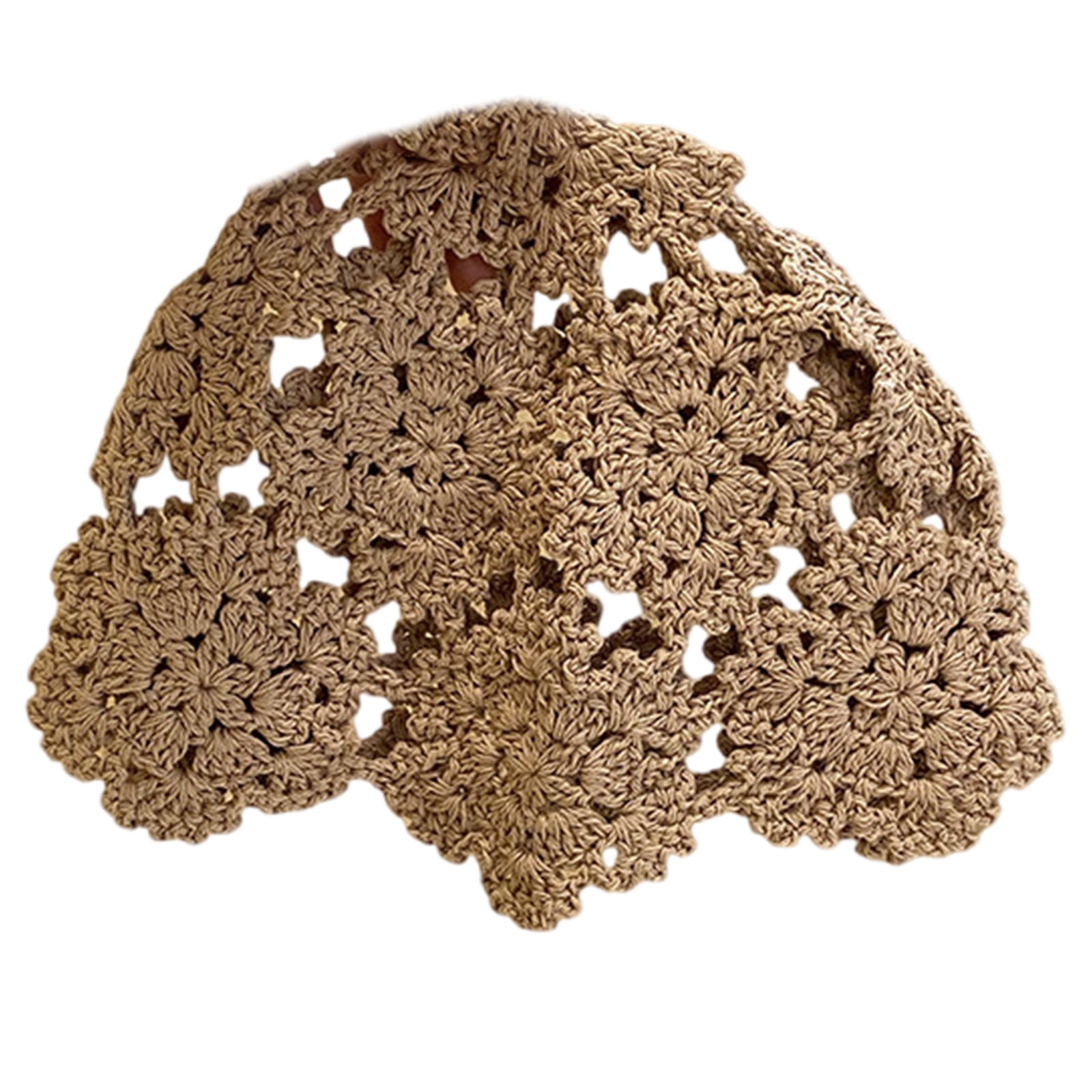 Elegant Japanese Styles Crochet Brimless Hat Breathable Hollowout Flower Pattern Skul Hat for ...