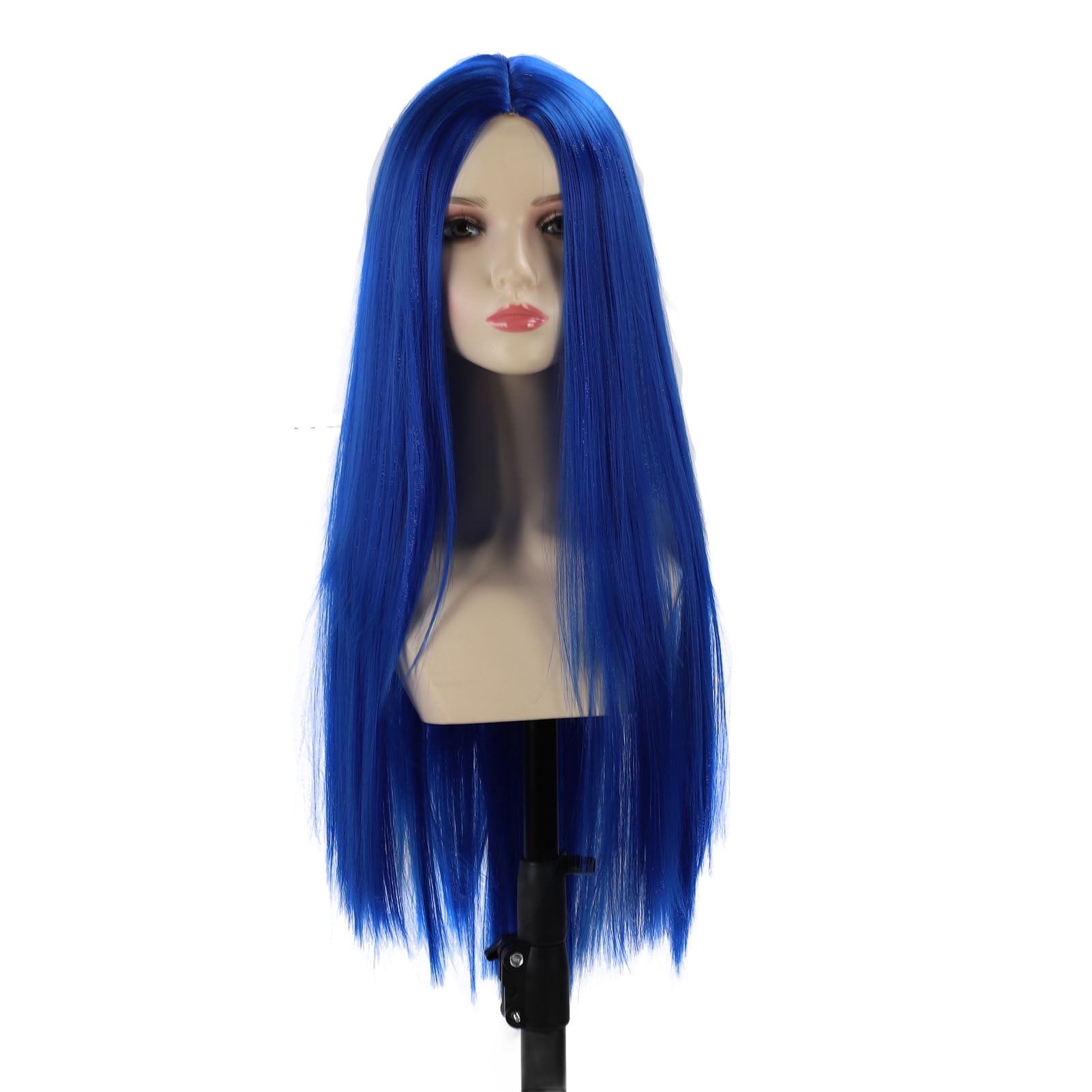 Elegant Jewel Blue Long Straight Middle Center Part Full Hair Wig for ...