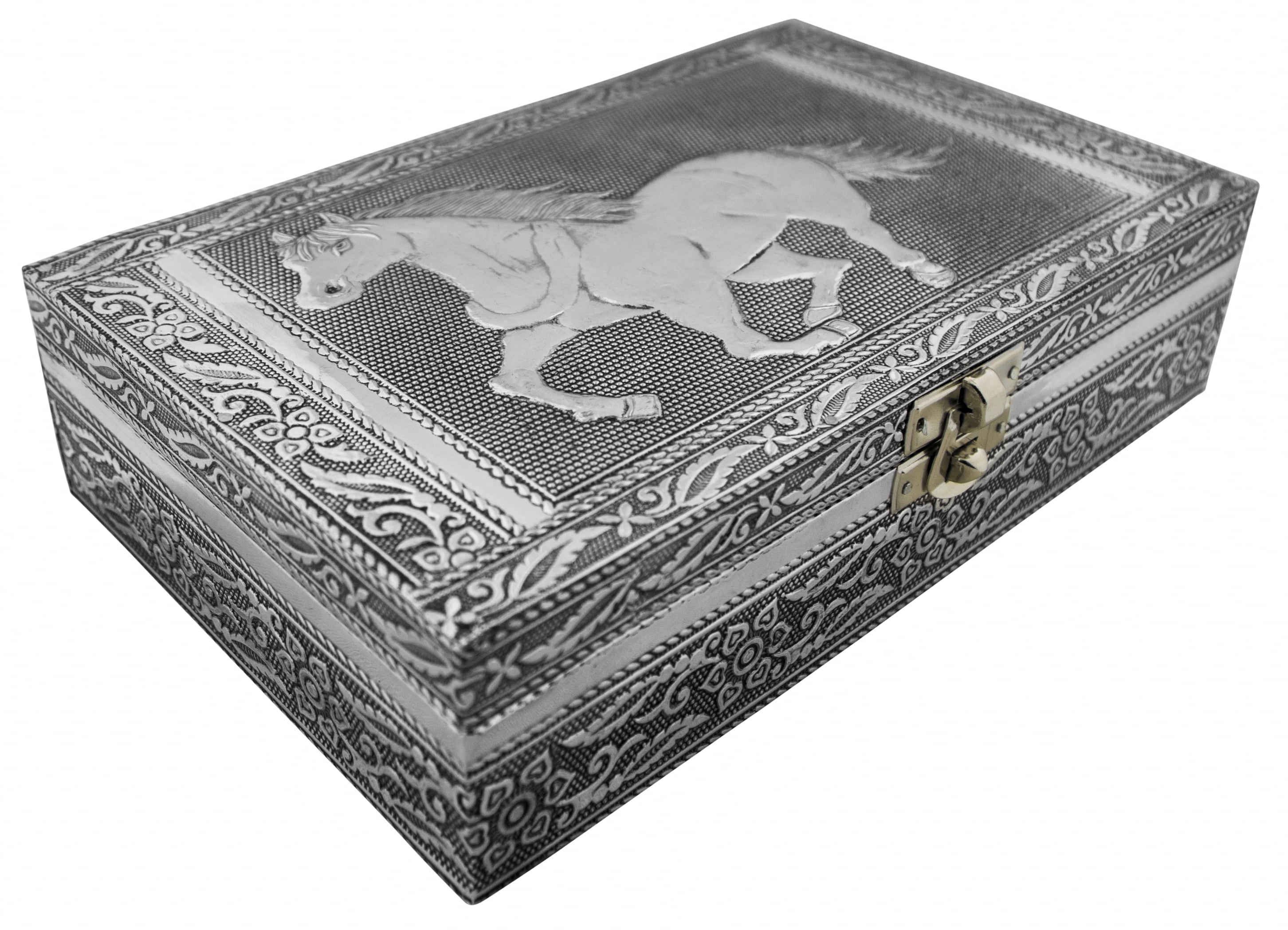 Elegant Jewelry Box with Metal Cladding and Soft Fabric Interior ...