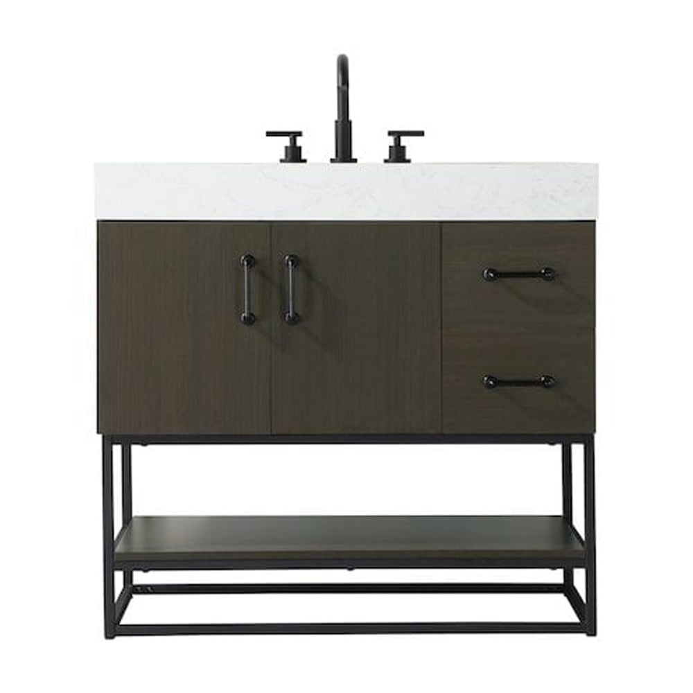 Elegant Kitchen and Bath 36 inch Single Bathroom Vanity in Mocha Brown ...