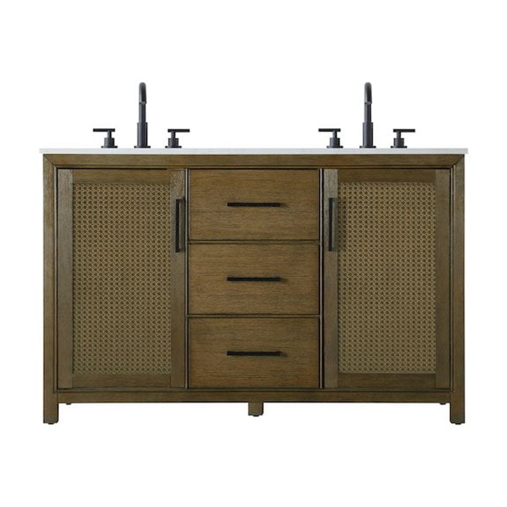 Elegant Kitchen and Bath 54 Inch Double Bathroom Vanity In Hazel Oak ...