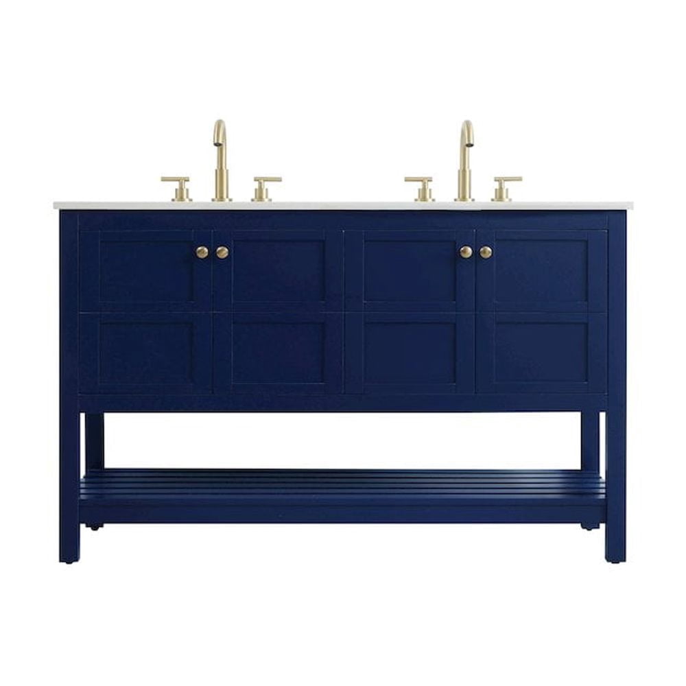 Elegant Kitchen and Bath 54 inch Double Bathroom Vanity in Blue ...