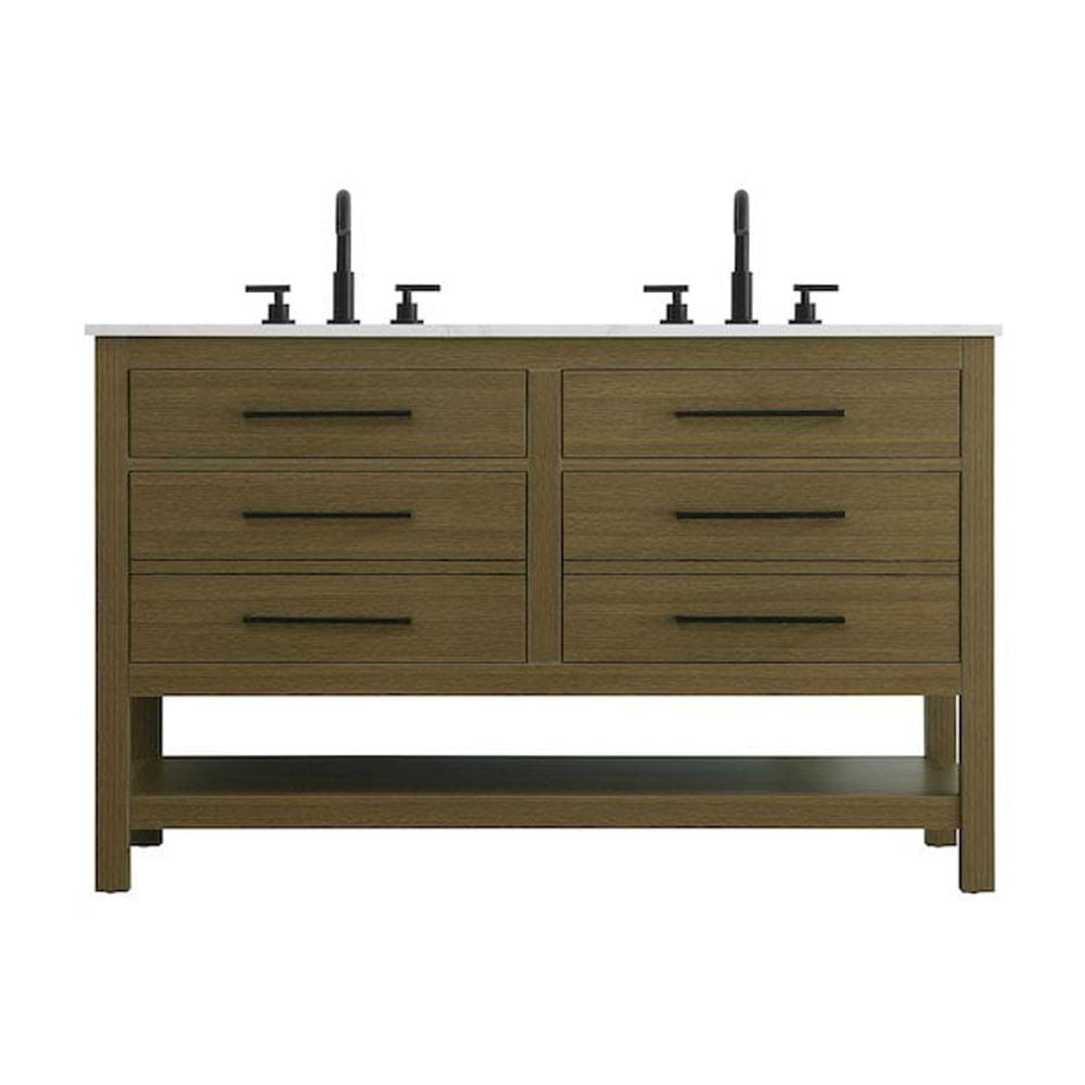 Elegant Kitchen and Bath 54 inch Double Bathroom Vanity in Chestnut ...
