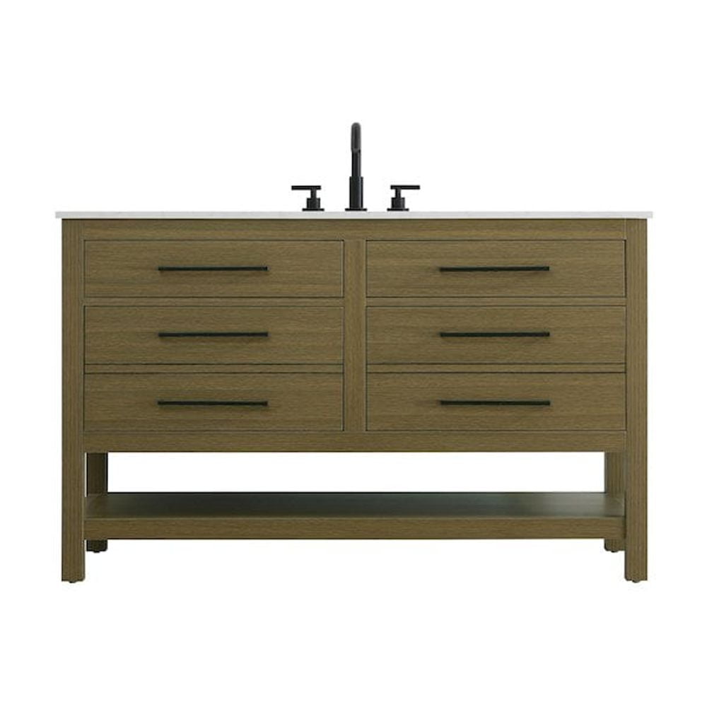 Elegant Kitchen and Bath 54 inch Single Bathroom Vanity in Chestnut ...