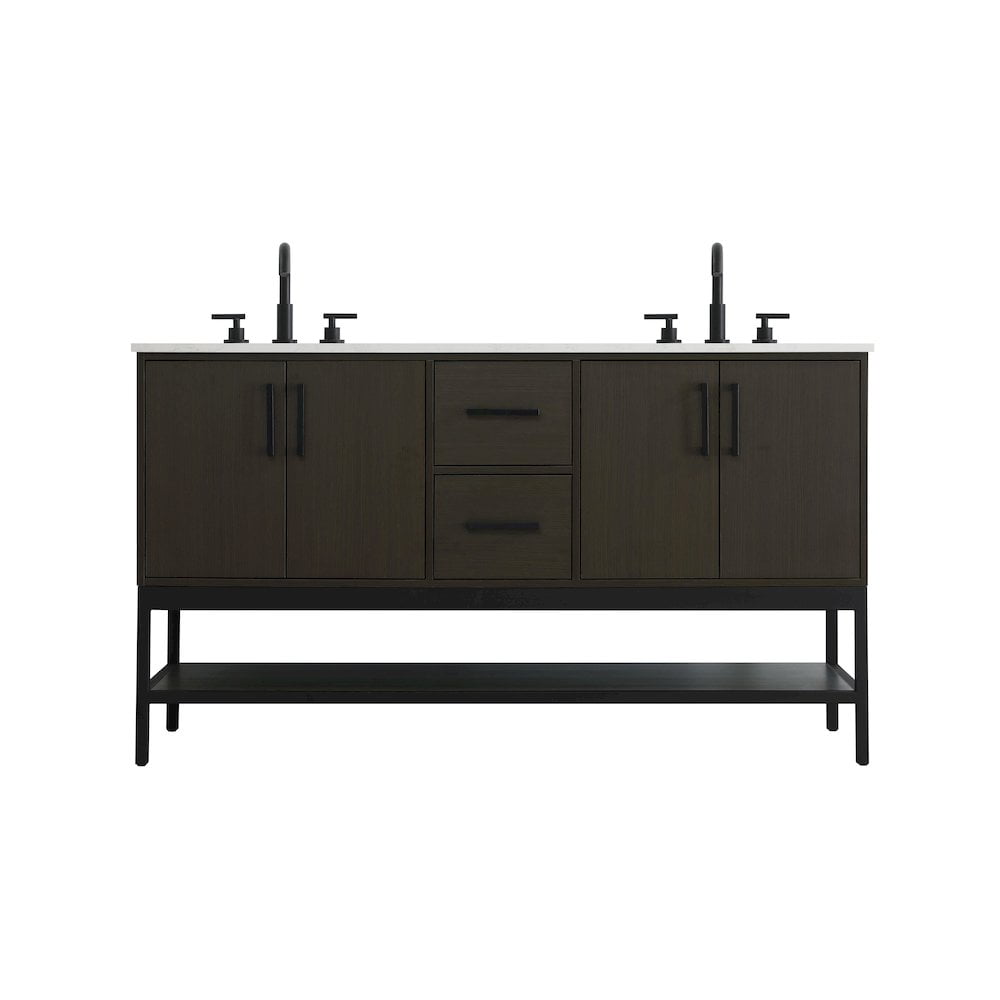 Elegant Kitchen and Bath 60 Inch Double Bathroom Vanity In Mocha Brown ...