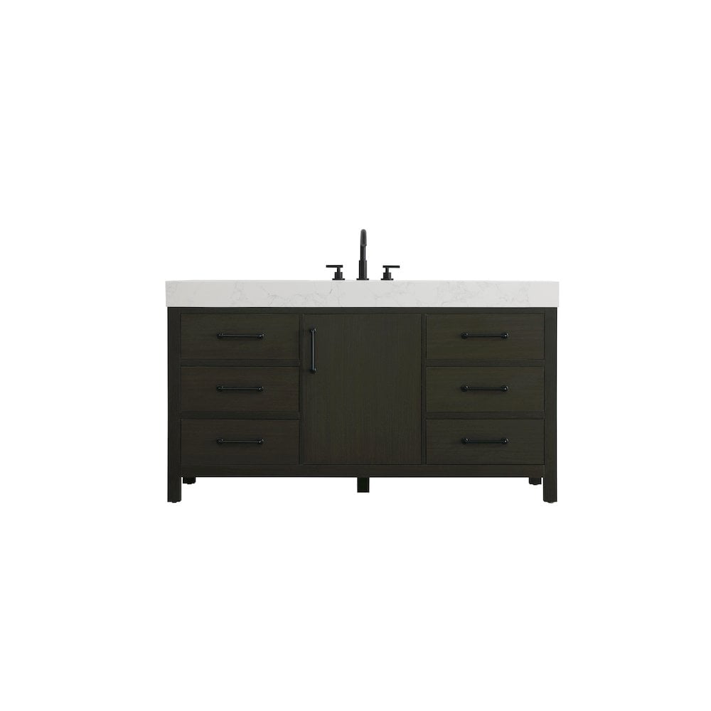 Elegant Kitchen and Bath 60 inch Single Bathroom Vanity In Mocha Brown ...