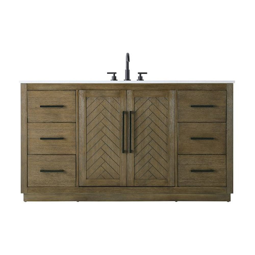 Elegant Kitchen and Bath 60 inch Single Bathroom Vanity in Hazel Oak ...
