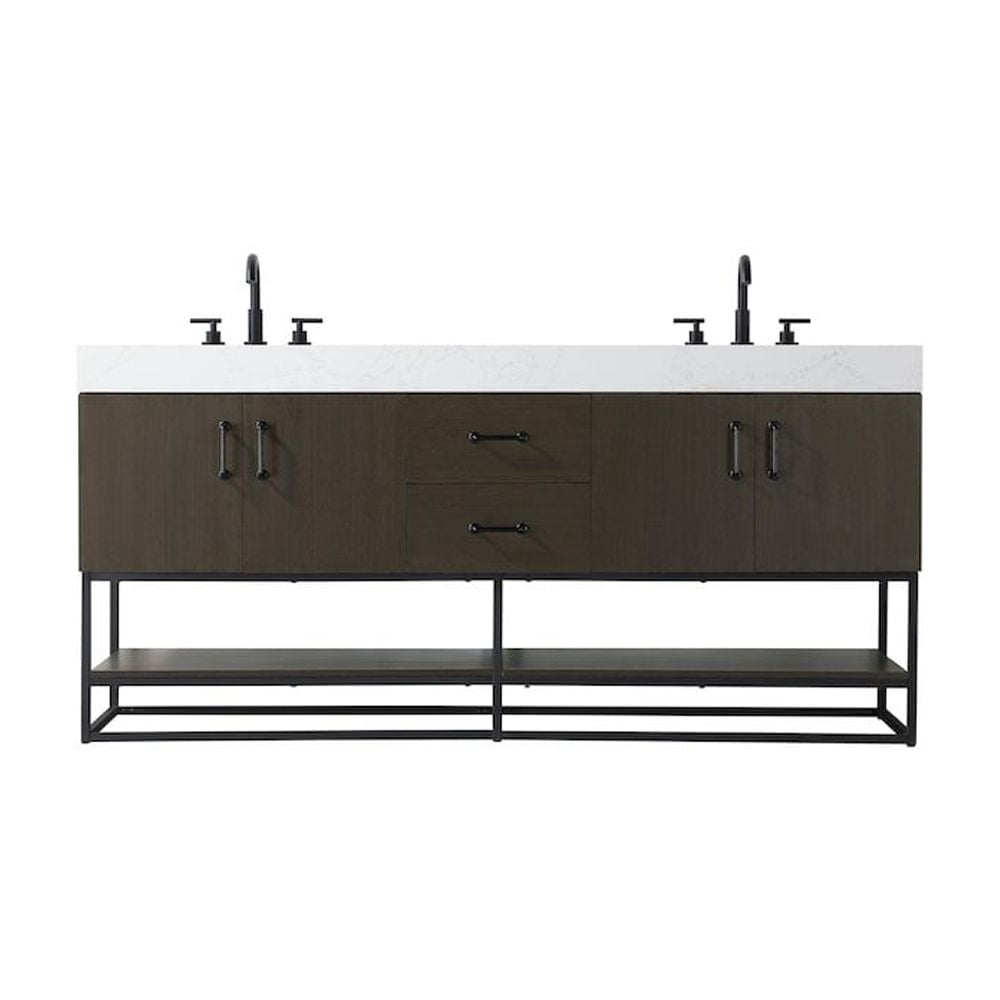 Elegant Kitchen and Bath 72 inch Double Bathroom Vanity in Mocha Brown ...