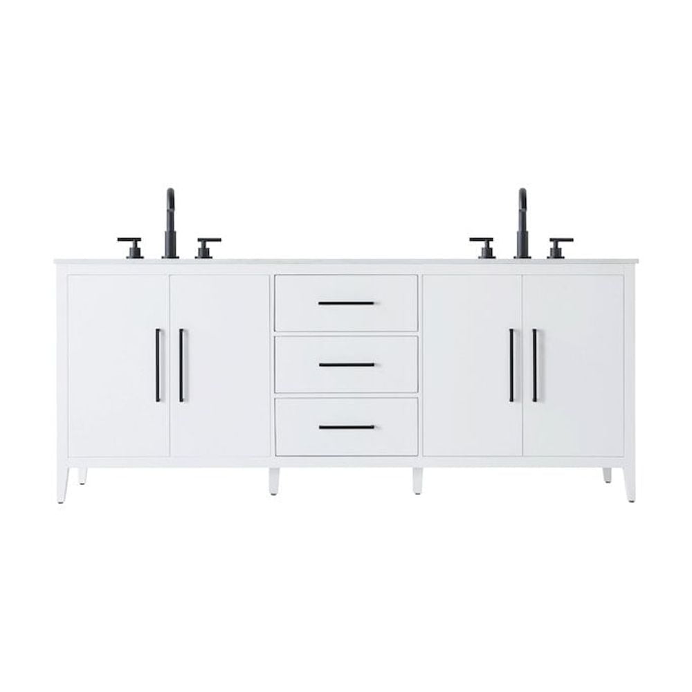 Elegant Kitchen and Bath 84 Inch Double Bathroom Vanity In White ...