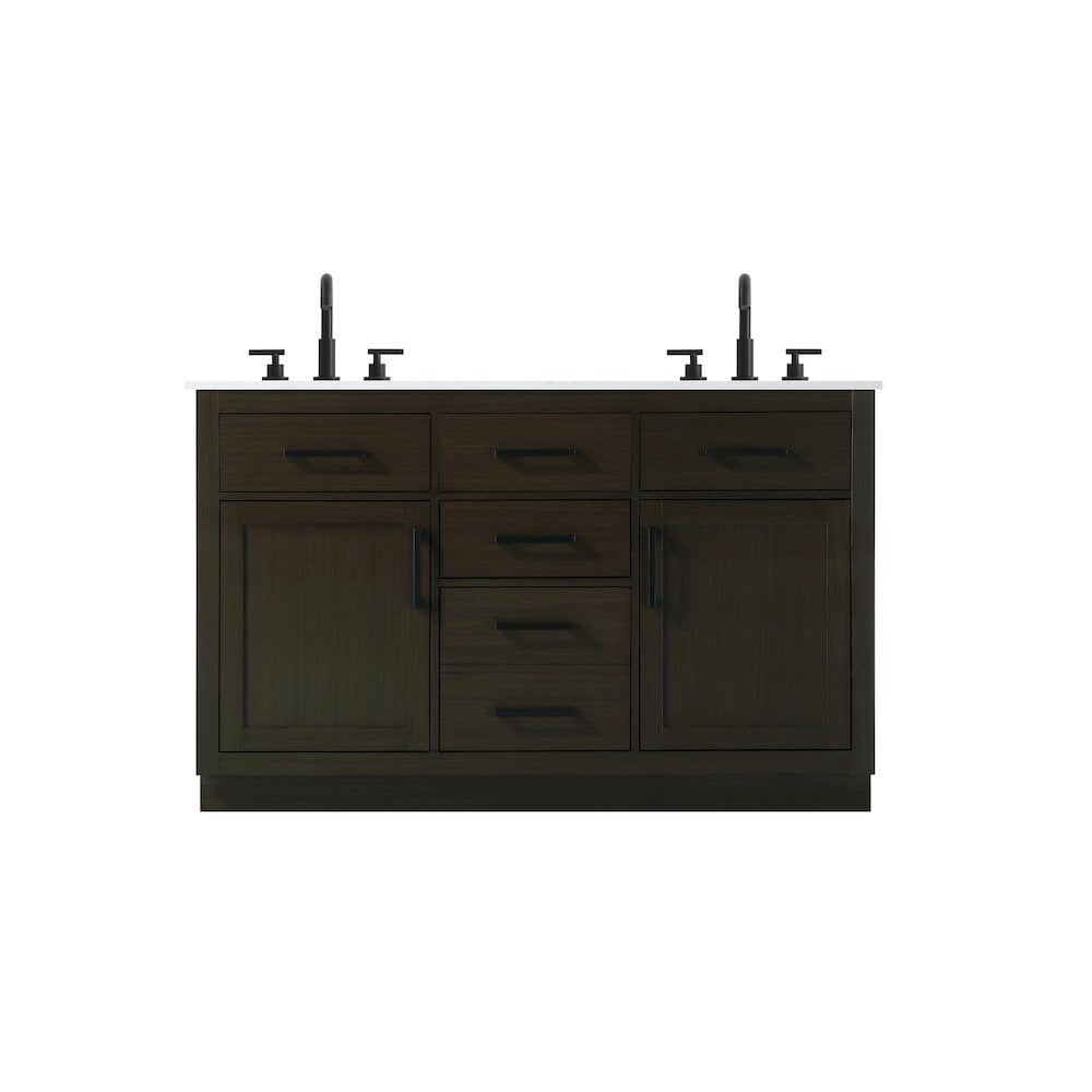 Elegant Kitchen and Bath Alden 54 Inch Double Bathroom Vanity In Mocha ...