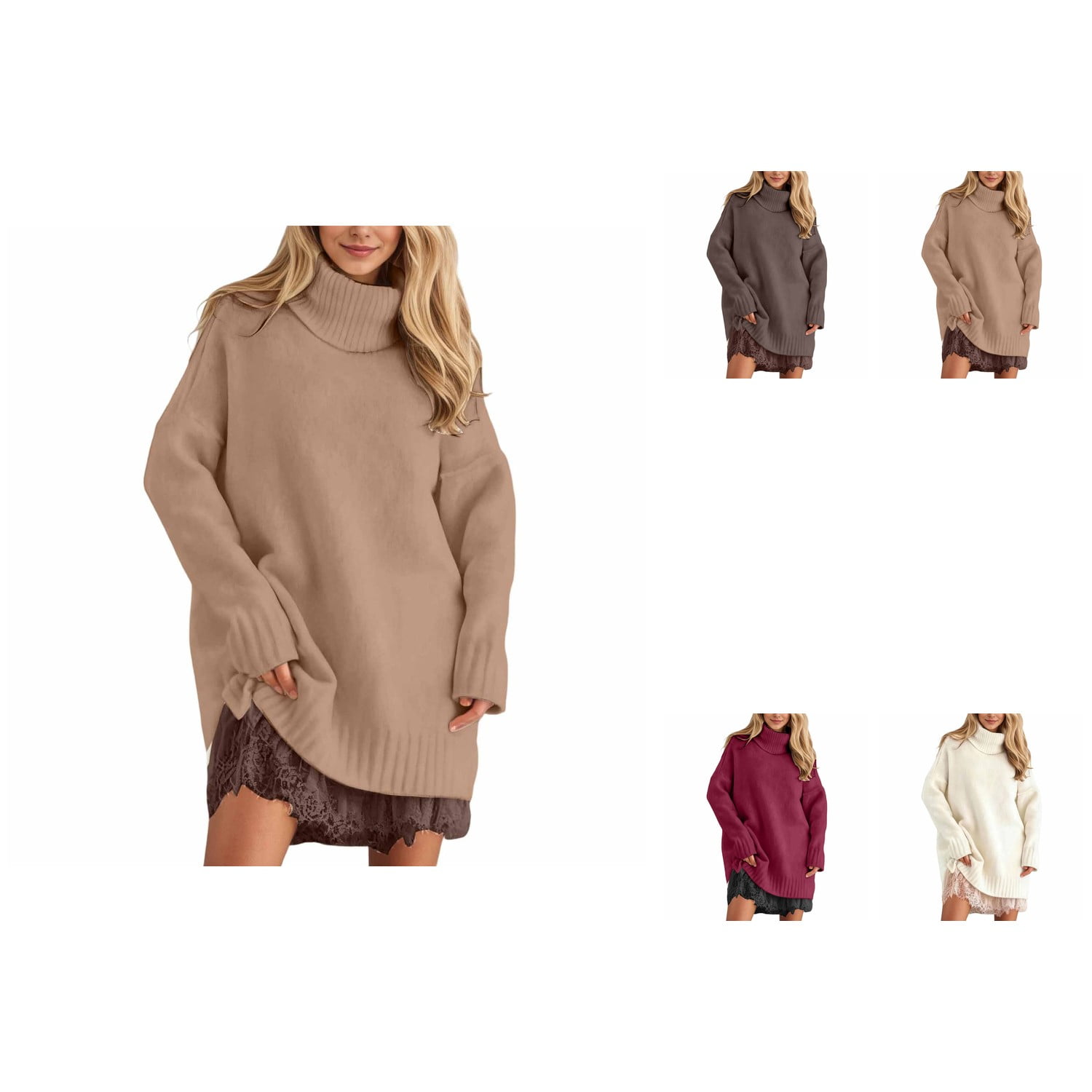 Elegant Knit Pullover Sweater With Lace Trim Two Piece Cozy Winter Fall ...