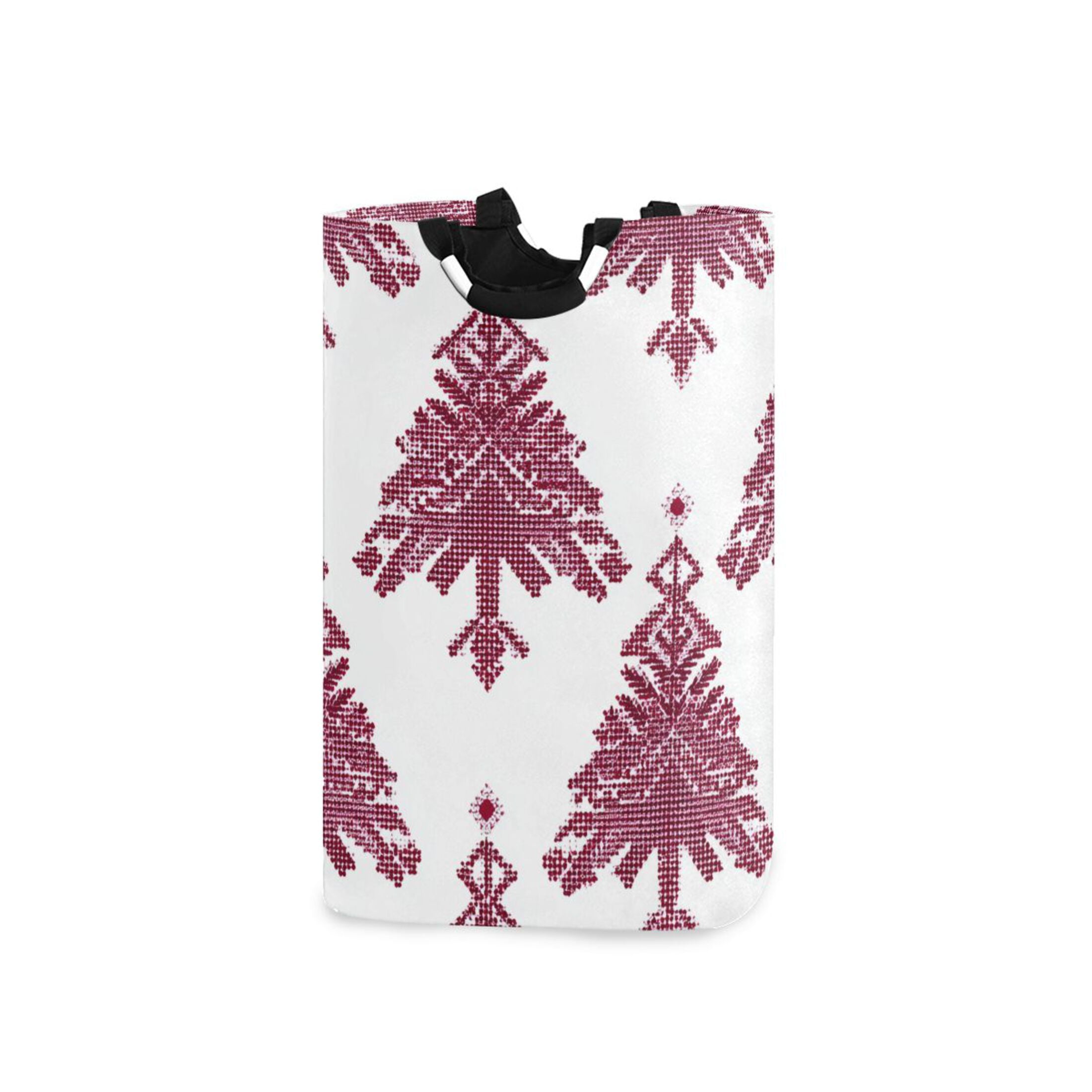 Elegant Knitted Christmas Trees Laundry Basket with Handles Foldable ...