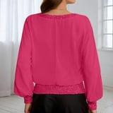 Elegant Knitted Long Sleeve T-Shirt Casual Round Neck Blouse For Women ...