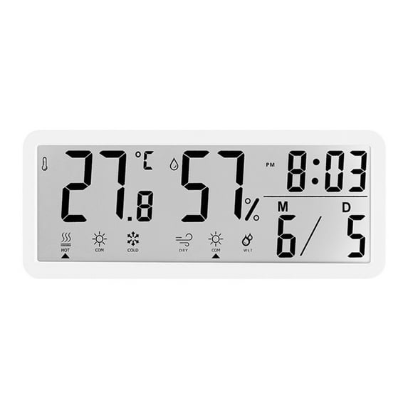 Elegant LCD Digital Clock with Simple Operate Temperature Humidity and ...
