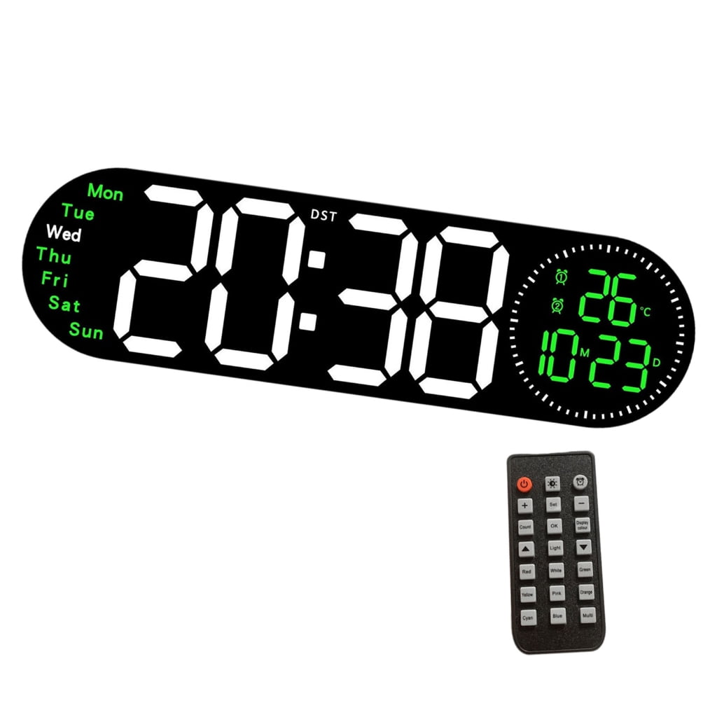 Elegant LED Digital Wall Clock with Remote Control and 2 Alarms for ...