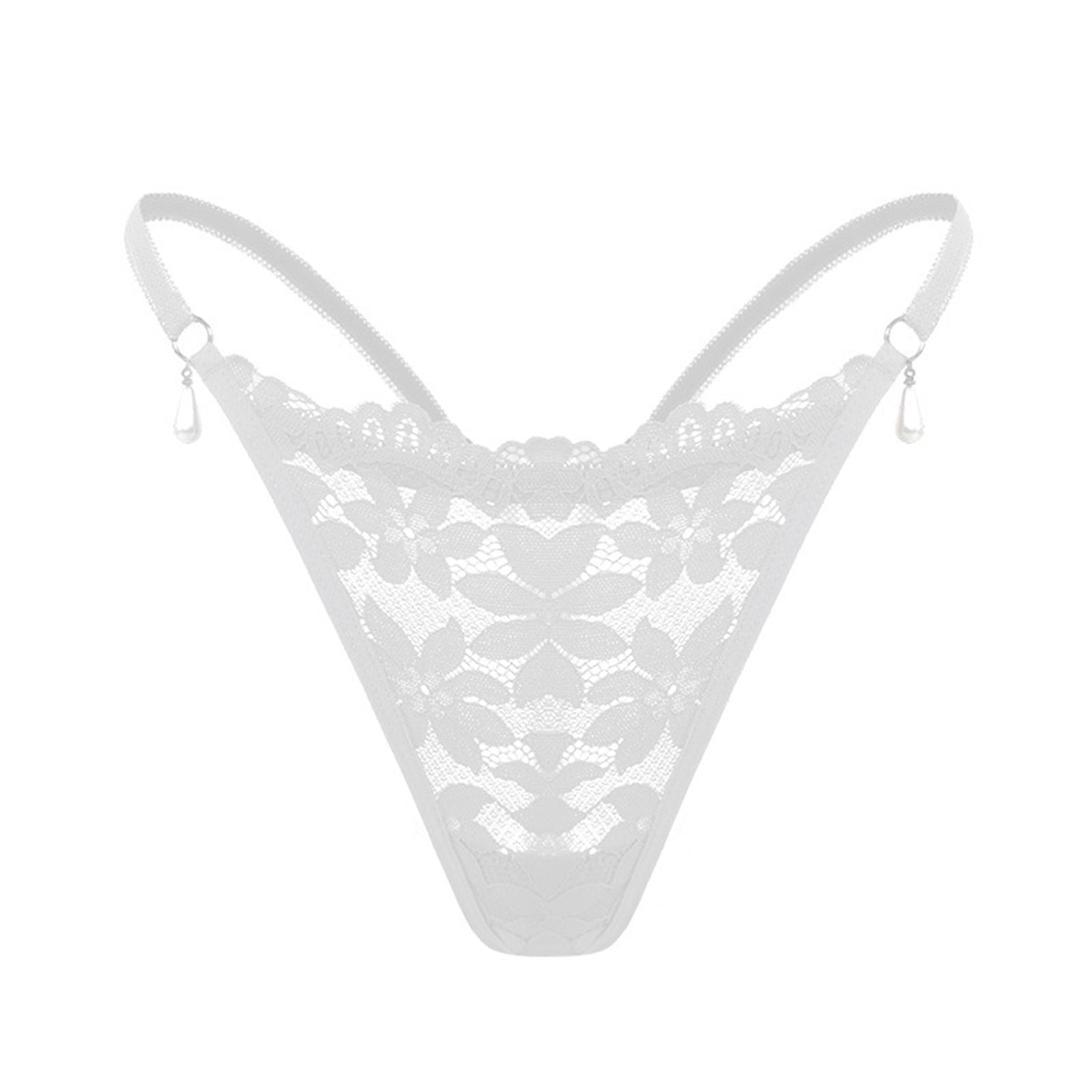 Elegant Lace Floral Women’s Thong With Bead Pendant Comfortable Low ...