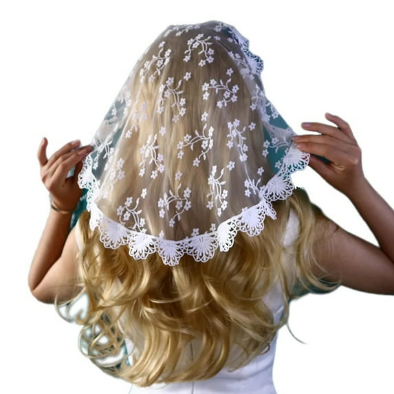 Elegant Lace Flower HeadCovering for Wedding Round Hairscarf Church ...