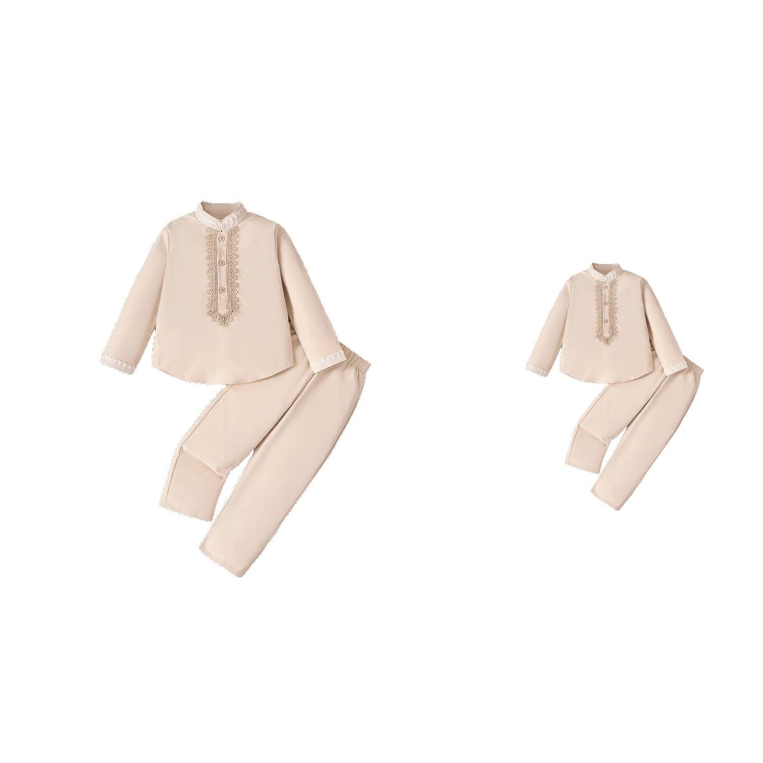 Elegant Lace Long Sleeve Two-Piece Dress for Girls, Floral Embroidered ...