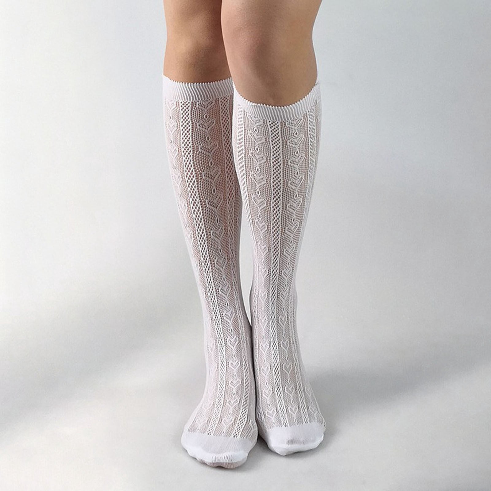 Elegant Lace Mesh Stockings for Daily Wear with Heart Jacquard Design ...