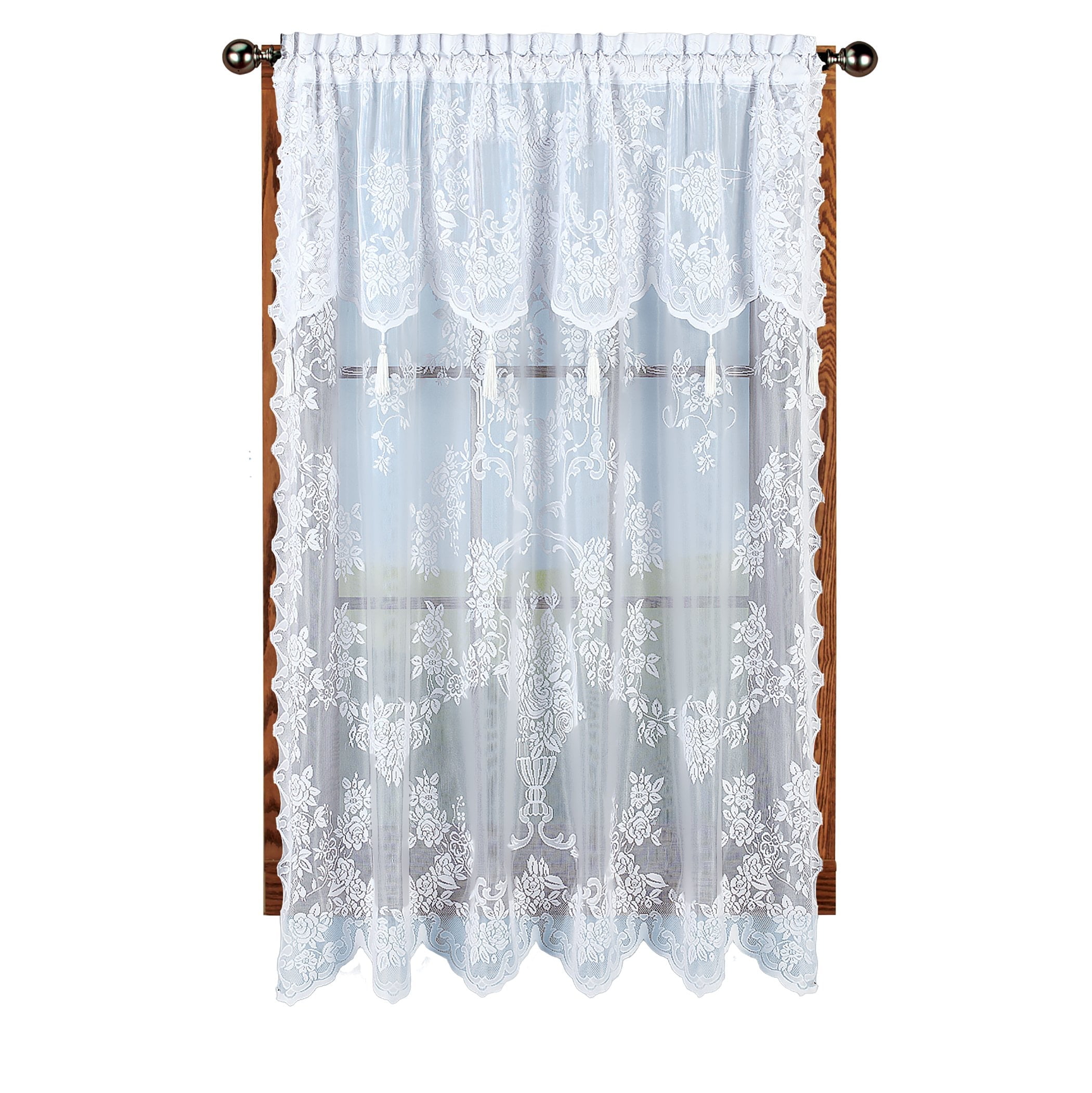 Elegant Lace Panel W/ Valance Ecru 56" x 84" - Walmart.com