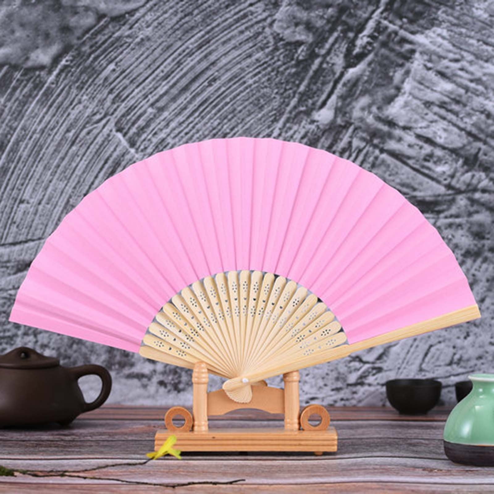 Elegant Lace Silk Folding Hand Fan for Dance Wedding Party, Solid Color ...