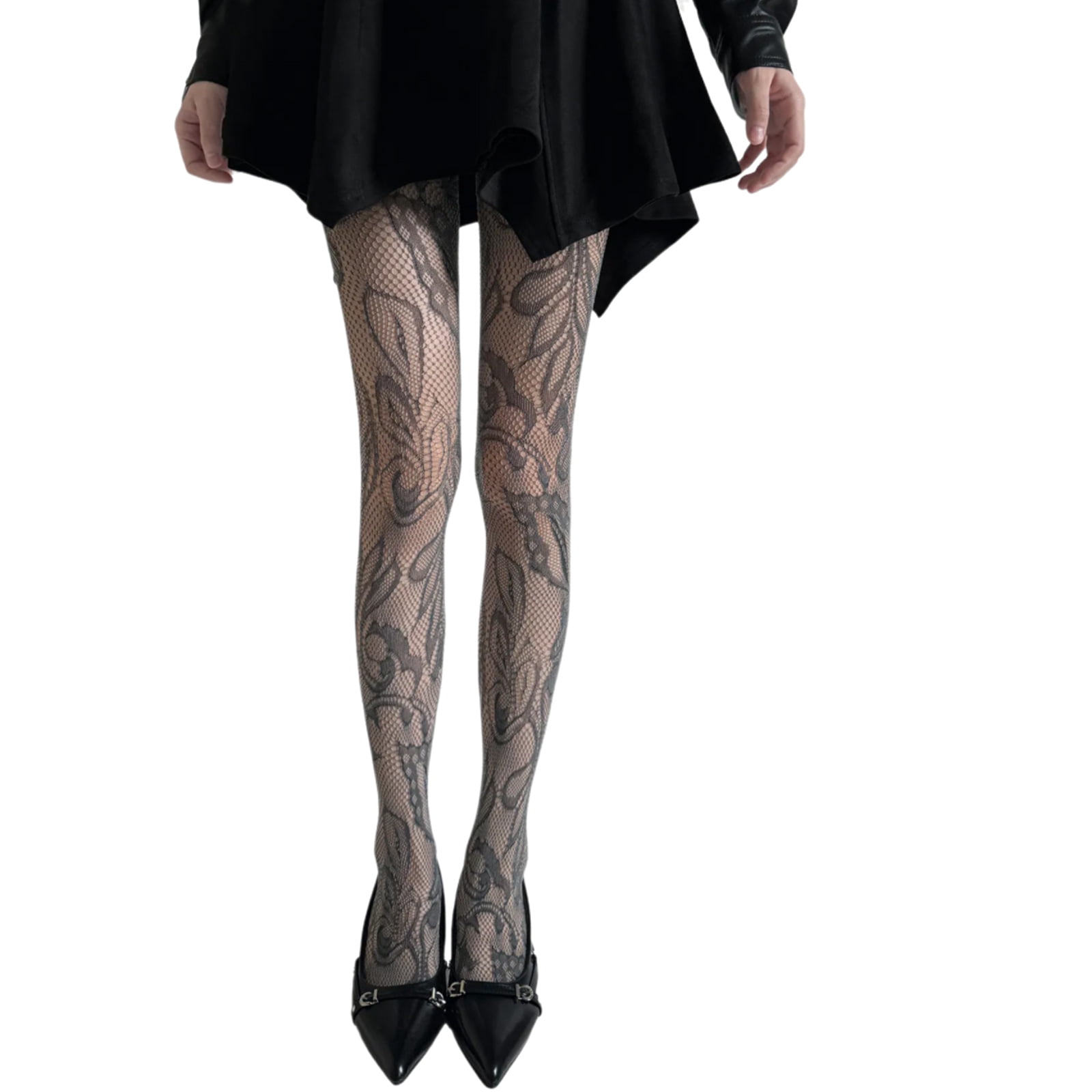 Elegant Lace Tights with Romance Floral Pattern Women's Aesthetic ...