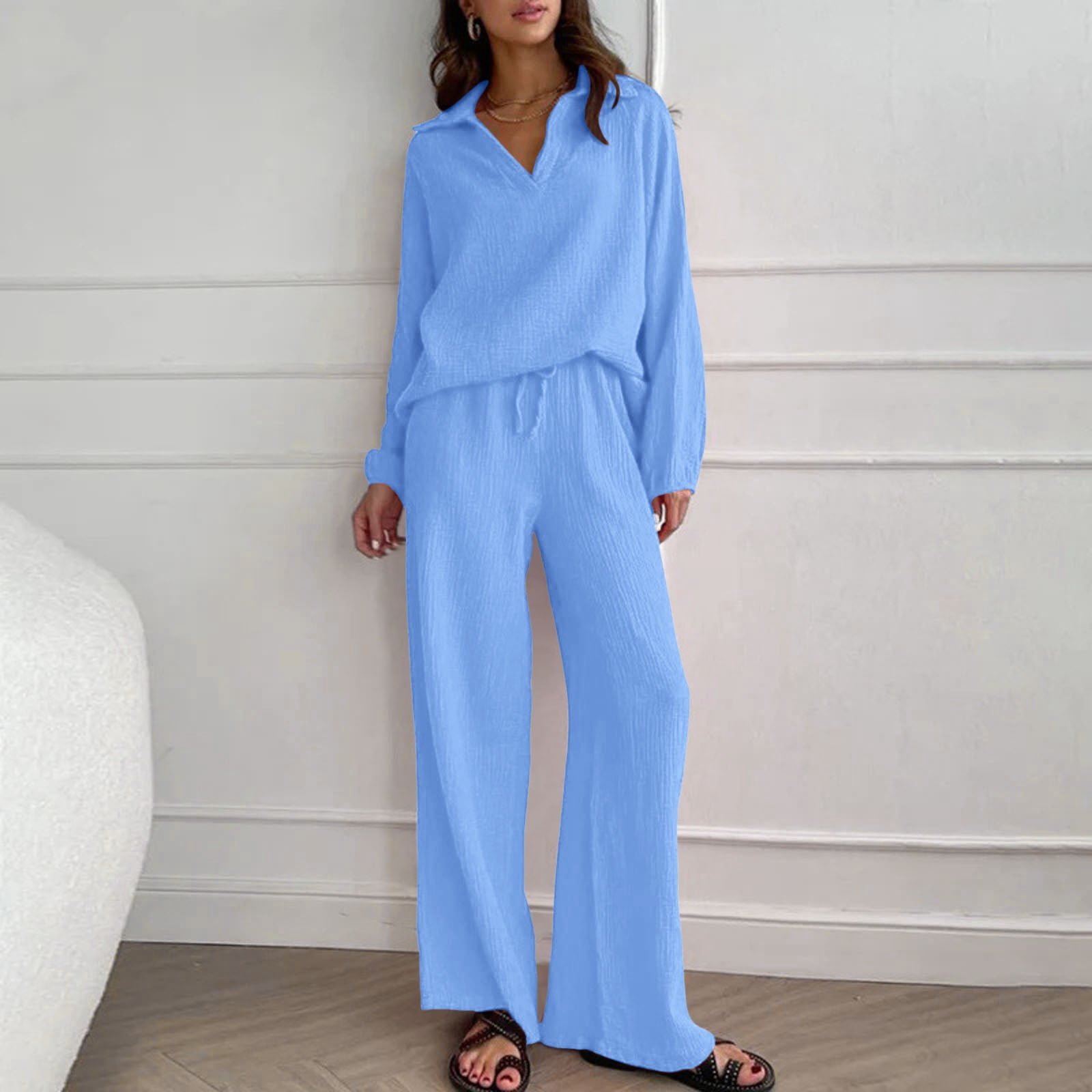 Elegant Ladies Casual Loose Drawstring Trousers Suit In Autumn And ...
