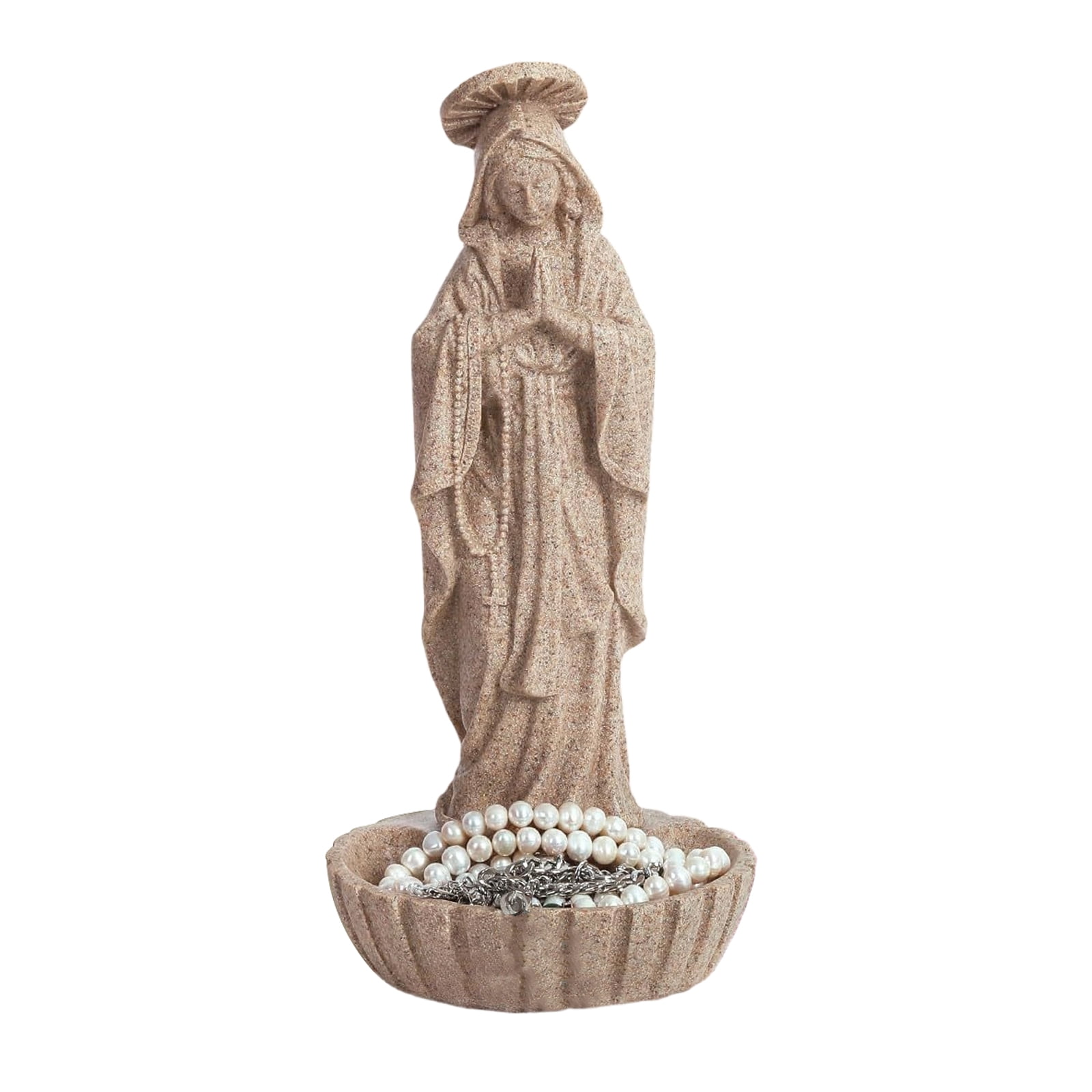 Elegant Lady of Lourdes Statue Rosary Holder Tray Resin Prayer Ornament ...