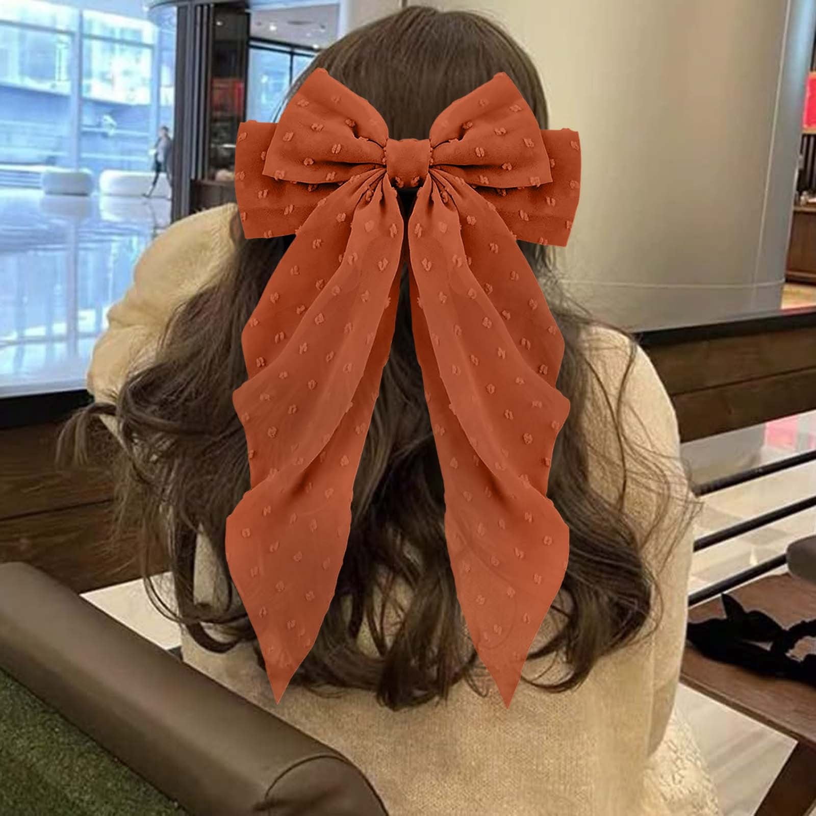 Elegant Large Chiffon Bow Hair Barrettes For Women Polka Dot Spring ...