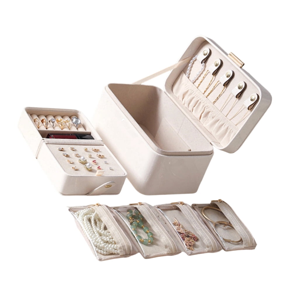 Elegant Layered Jewelry Case With Soft PU Exterior Multi Compartments ...