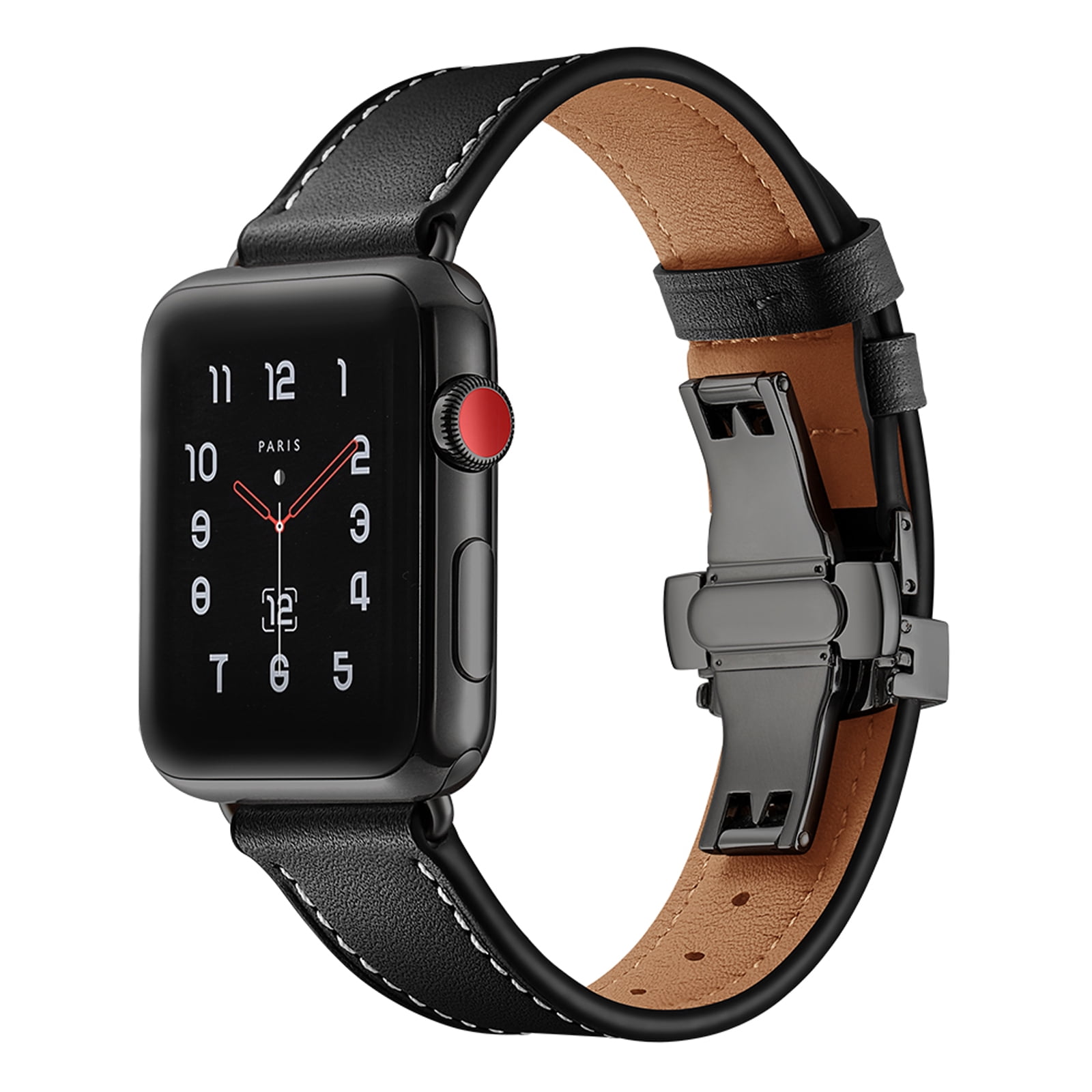 Elegant Leather Apple Watch Band 46mm for Series 10, White Strap with ...