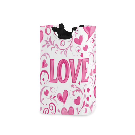 Elegant Leaves Hearts Love Valentine Laundry Basket with Handles ...