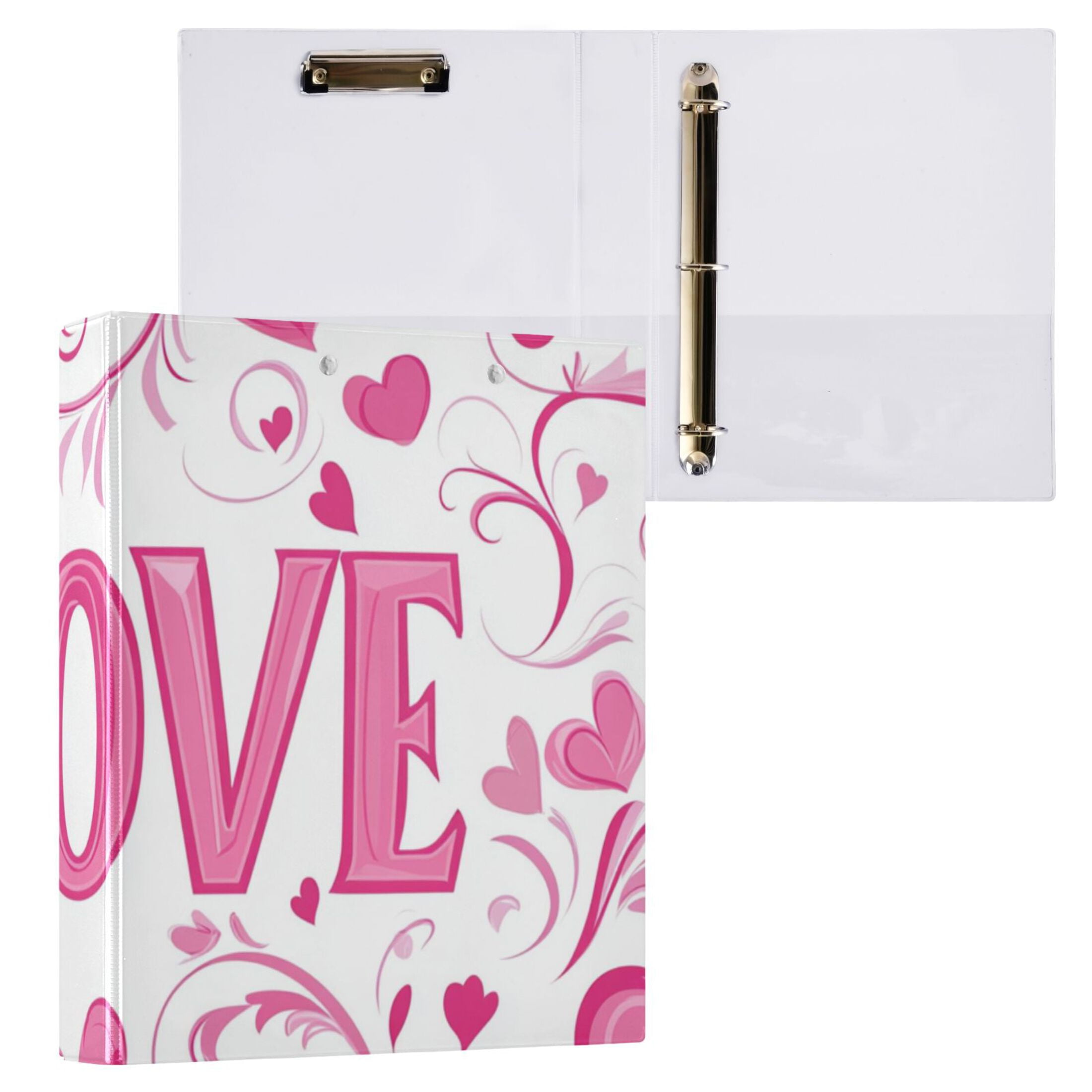 Elegant Leaves Hearts Love Valentine Round Ring Binder 3 Rings 1.5 ...