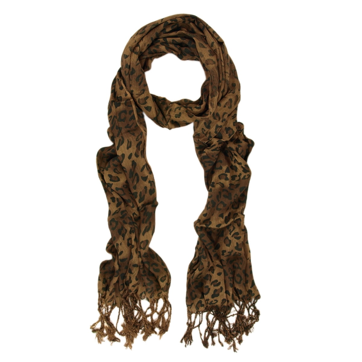 Elegant Leopard Animal Print Scarf with Fringe - Walmart.com