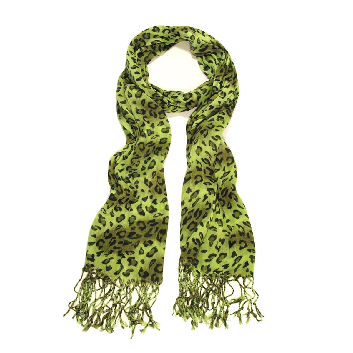 Elegant Leopard Animal Print Scarf with Fringe - Walmart.com
